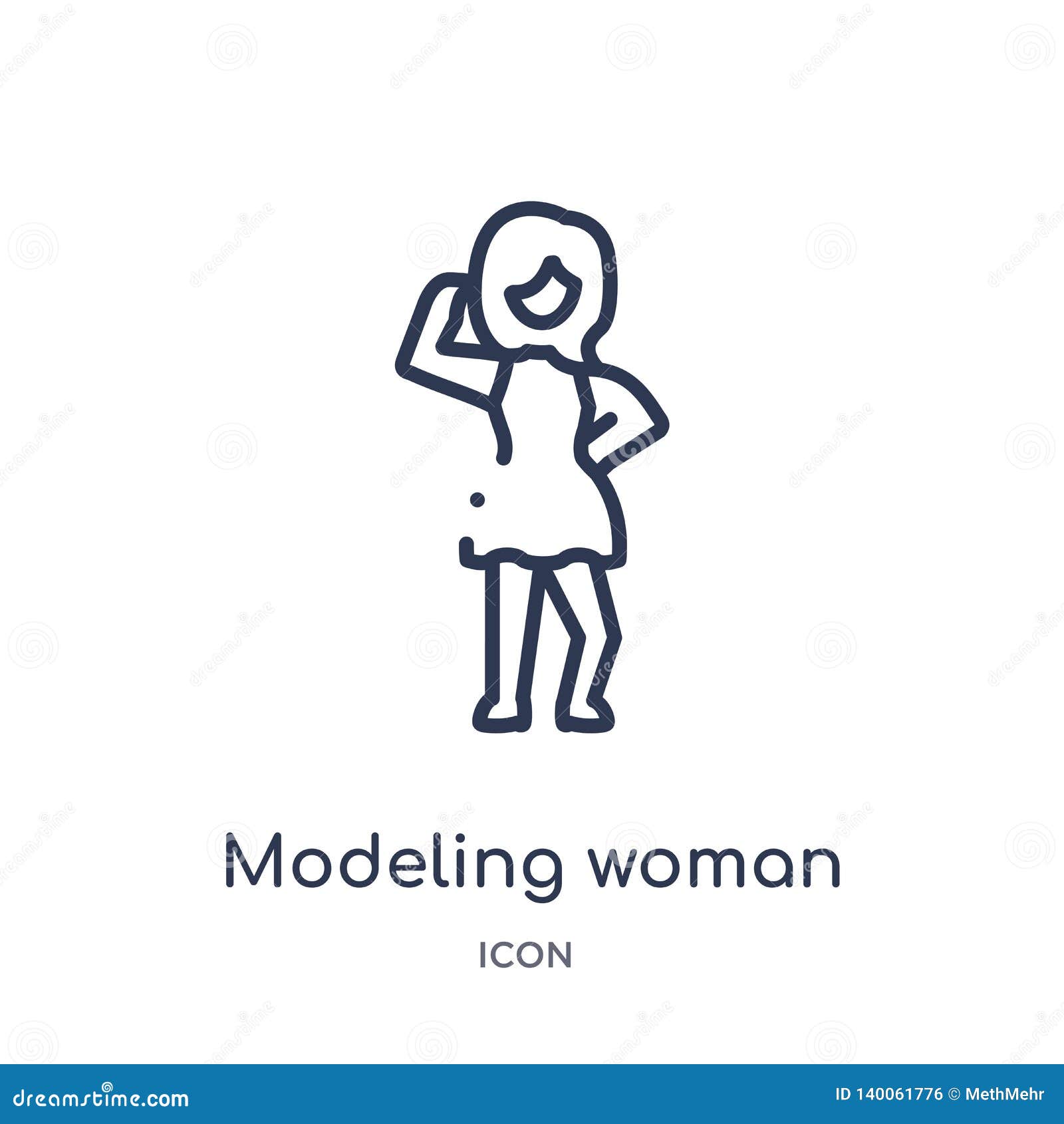 Linear Modeling Woman Icon From Ladies Outline Collection Thin Line