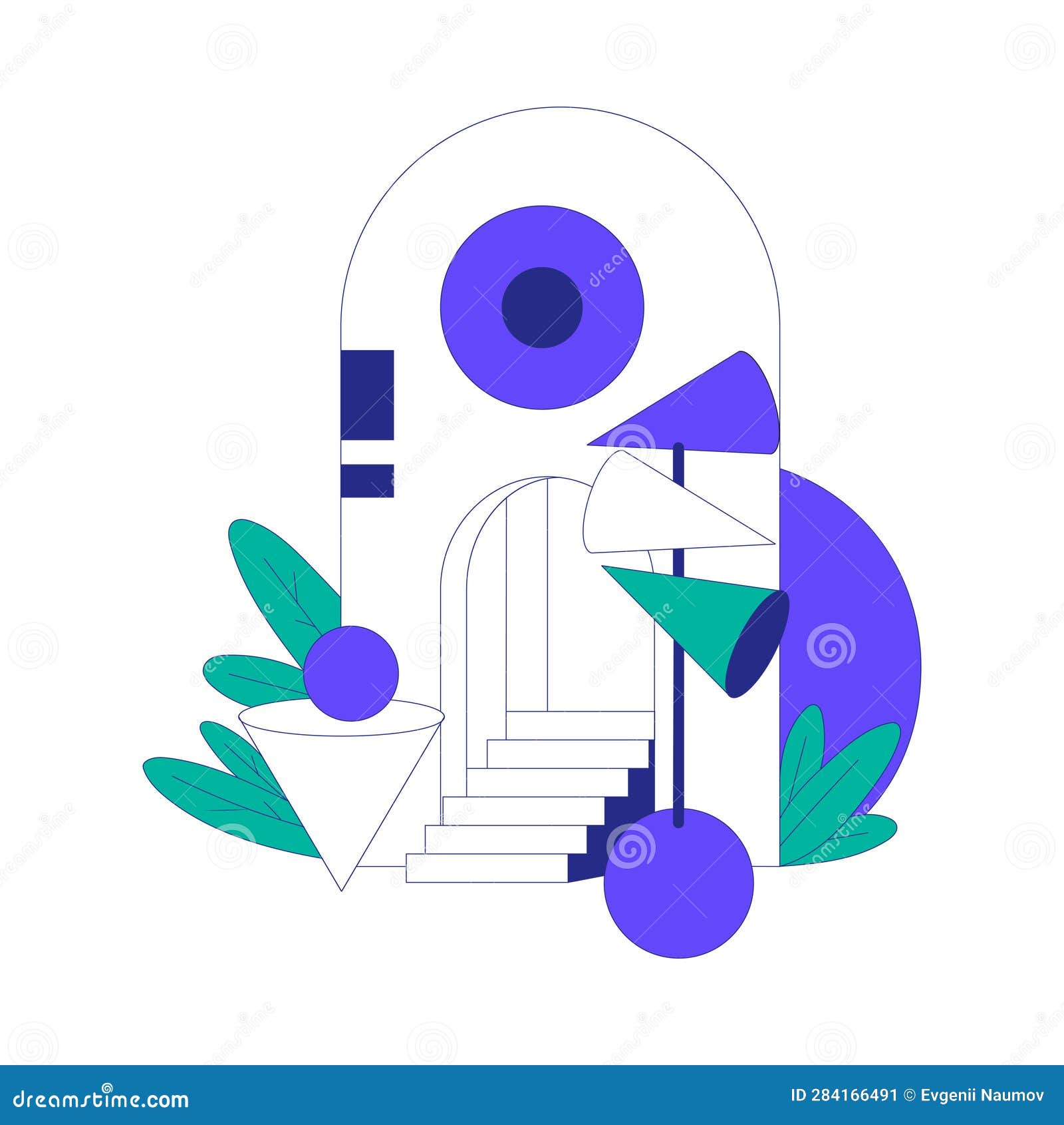 Linear Modern Shapes and Figure Composition Vector Illustration Stock ...