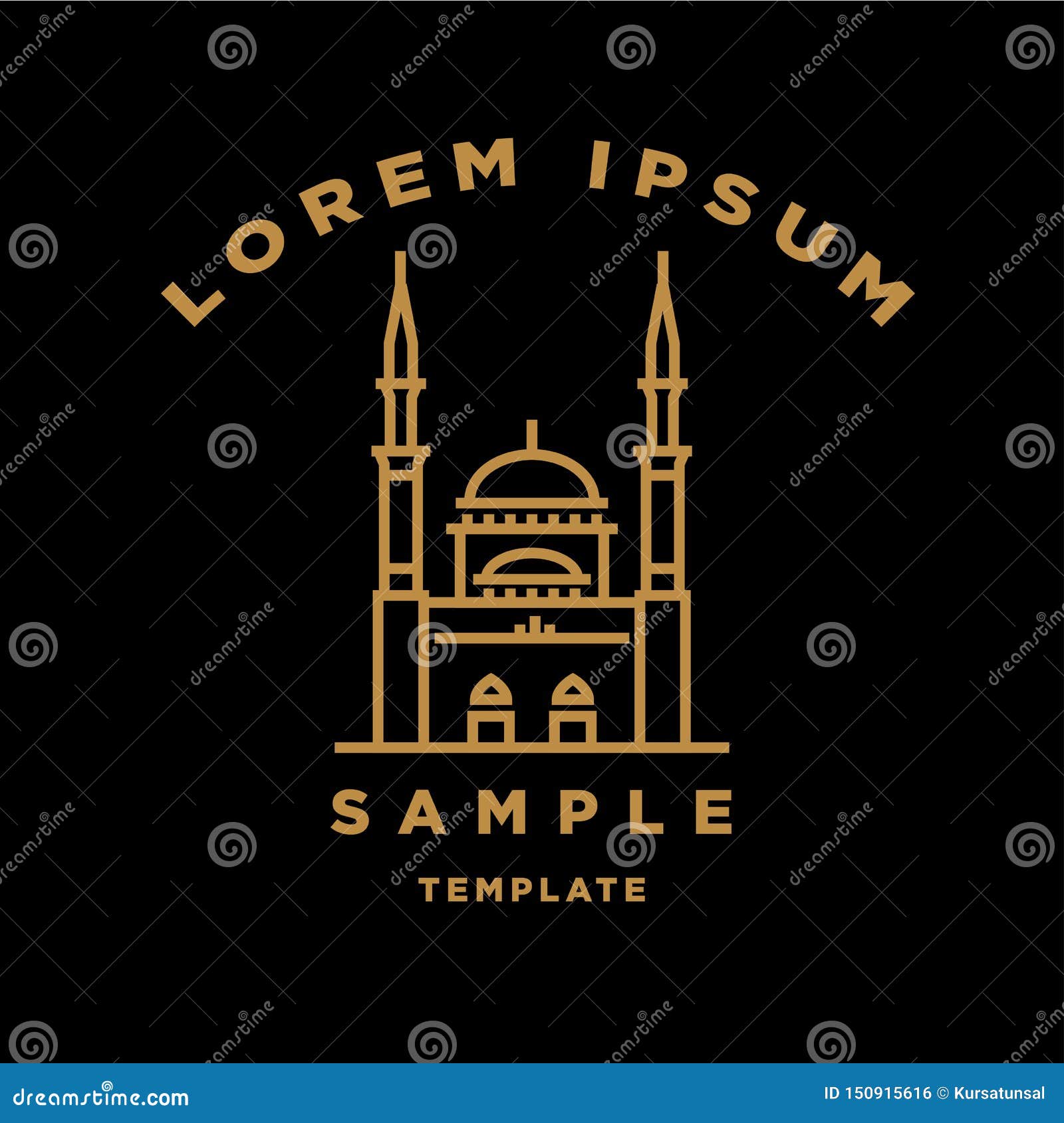 Linear Mosque Sign Vector Design Stock Illustration - Illustration of ...