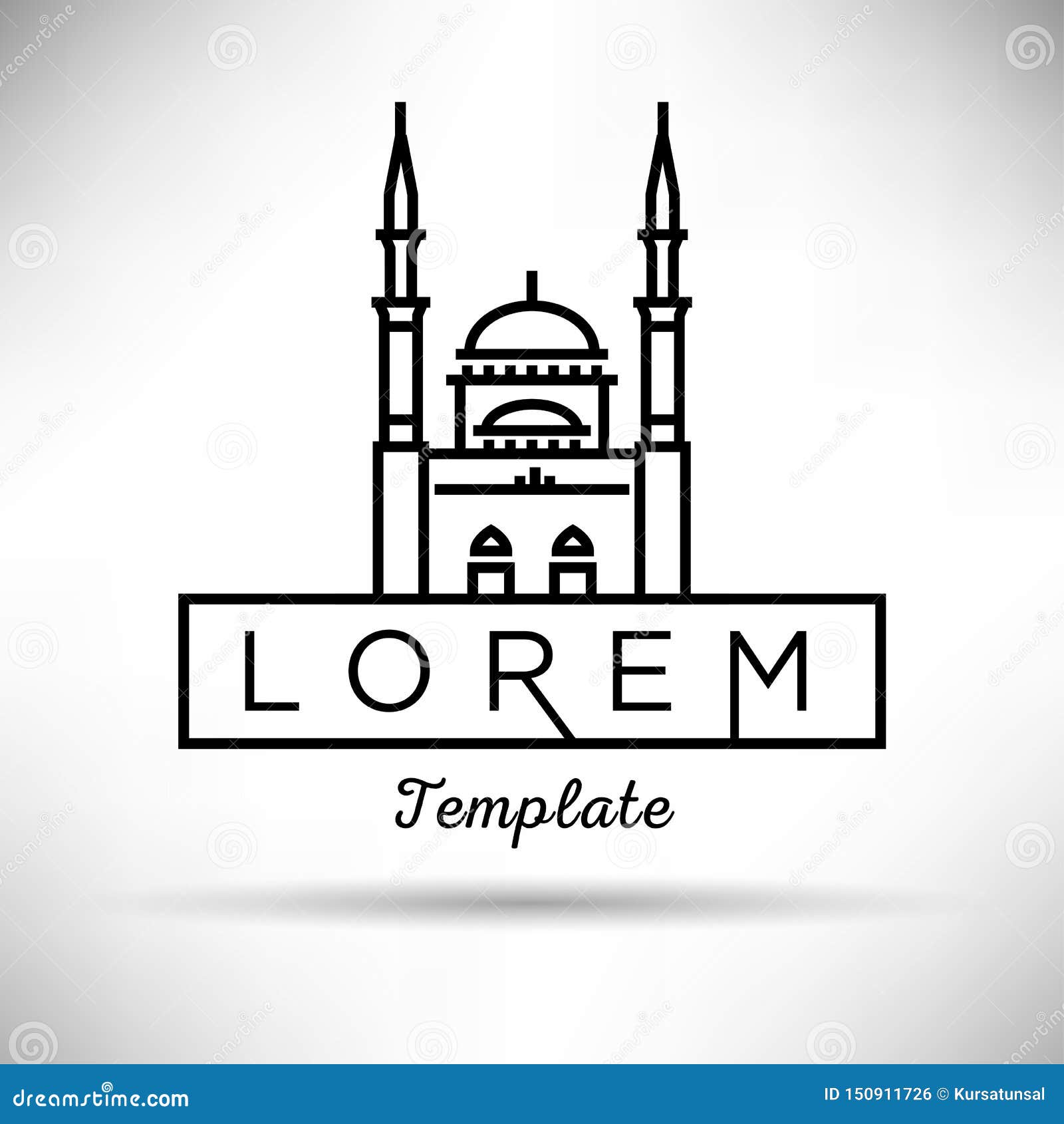 Linear Mosque Sign Vector Design Stock Vector - Illustration of islamic ...