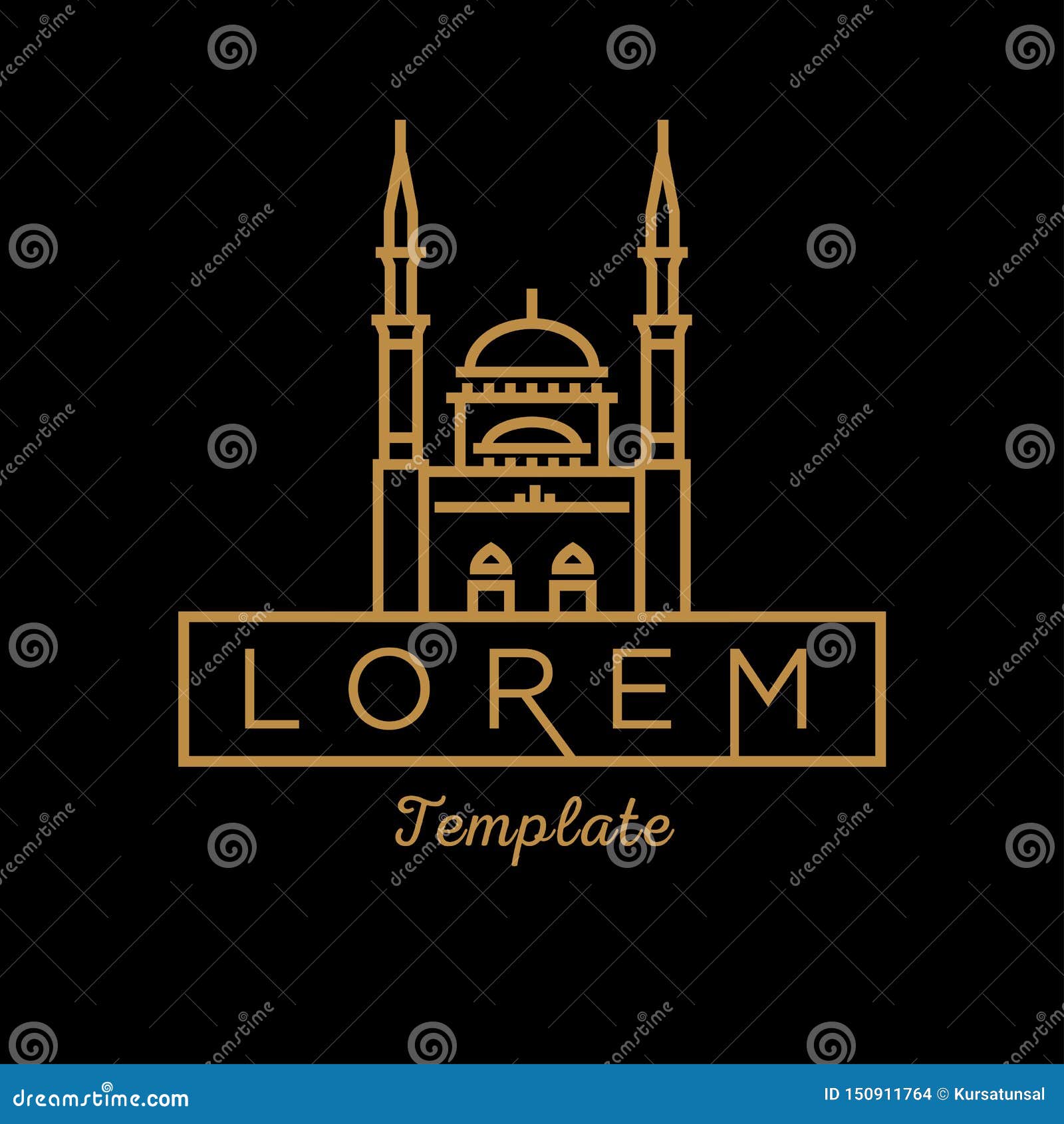 Linear Mosque Sign Vector Design Stock Vector - Illustration of minaret ...