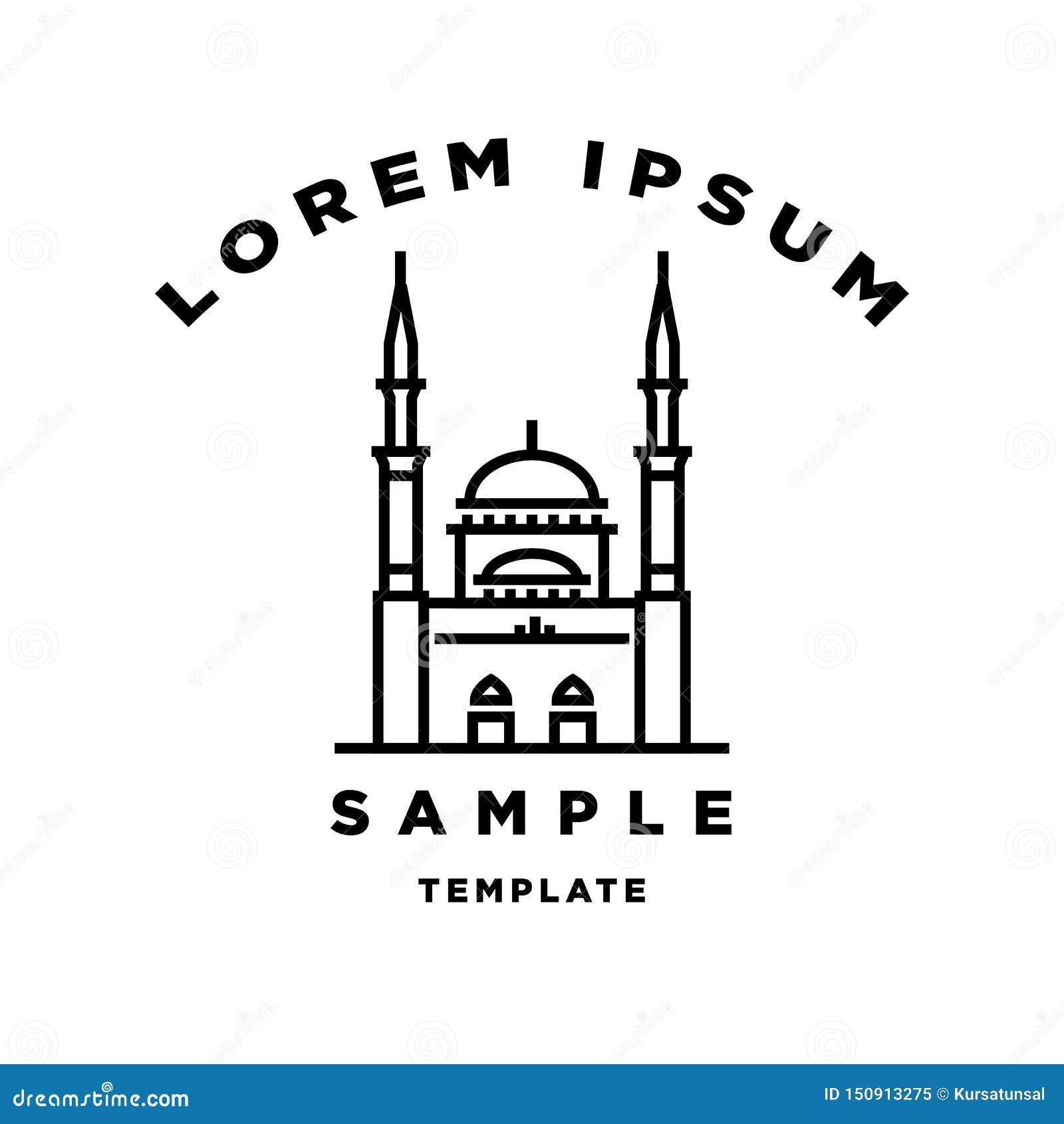 Linear Mosque Sign Vector Design Stock Vector - Illustration of outline ...