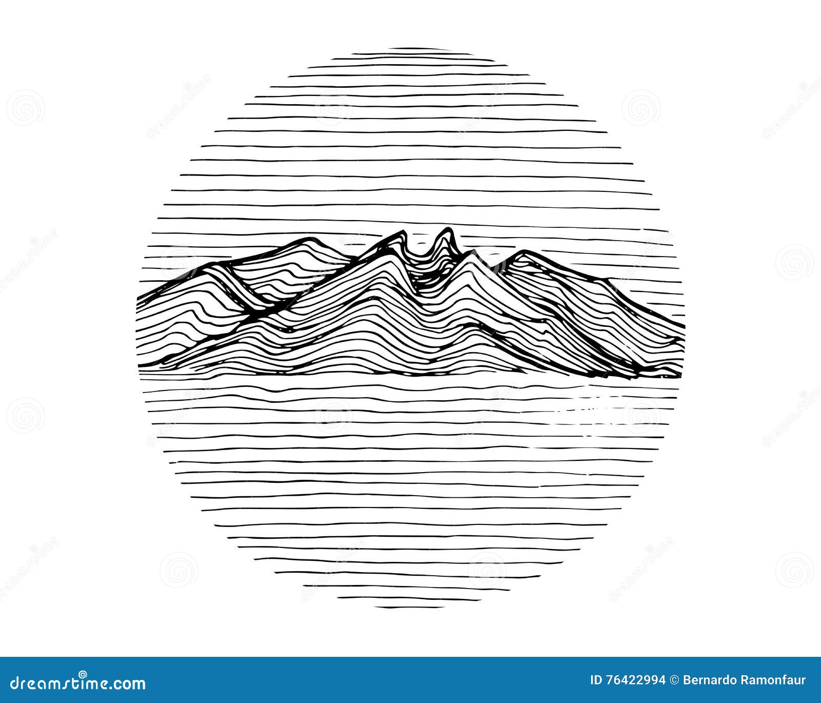 Linear mountain shape stock vector. Illustration of drawing - 76422994