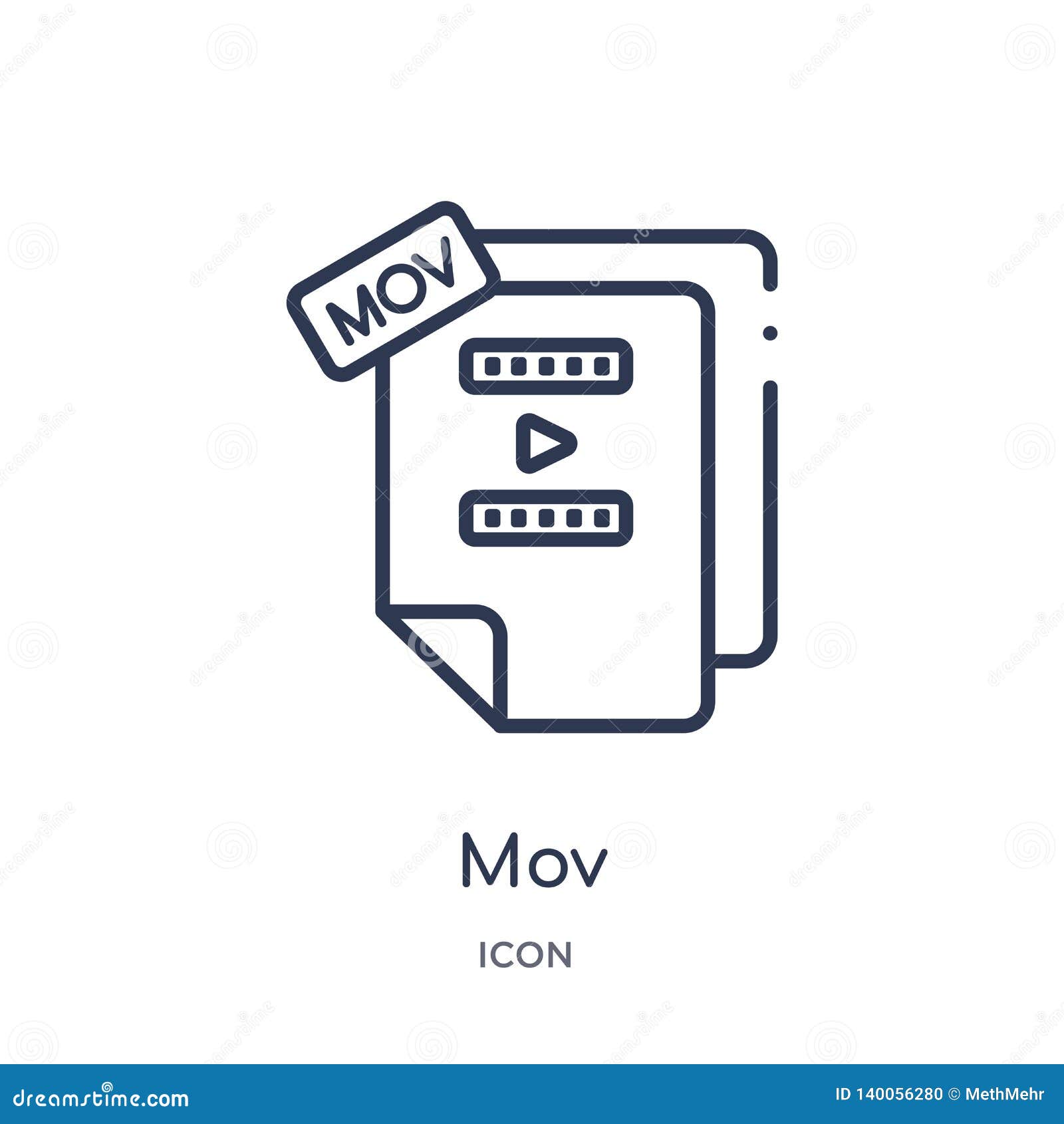 Linear Mov Icon from File Type Outline Collection. Thin Line Mov Vector ...