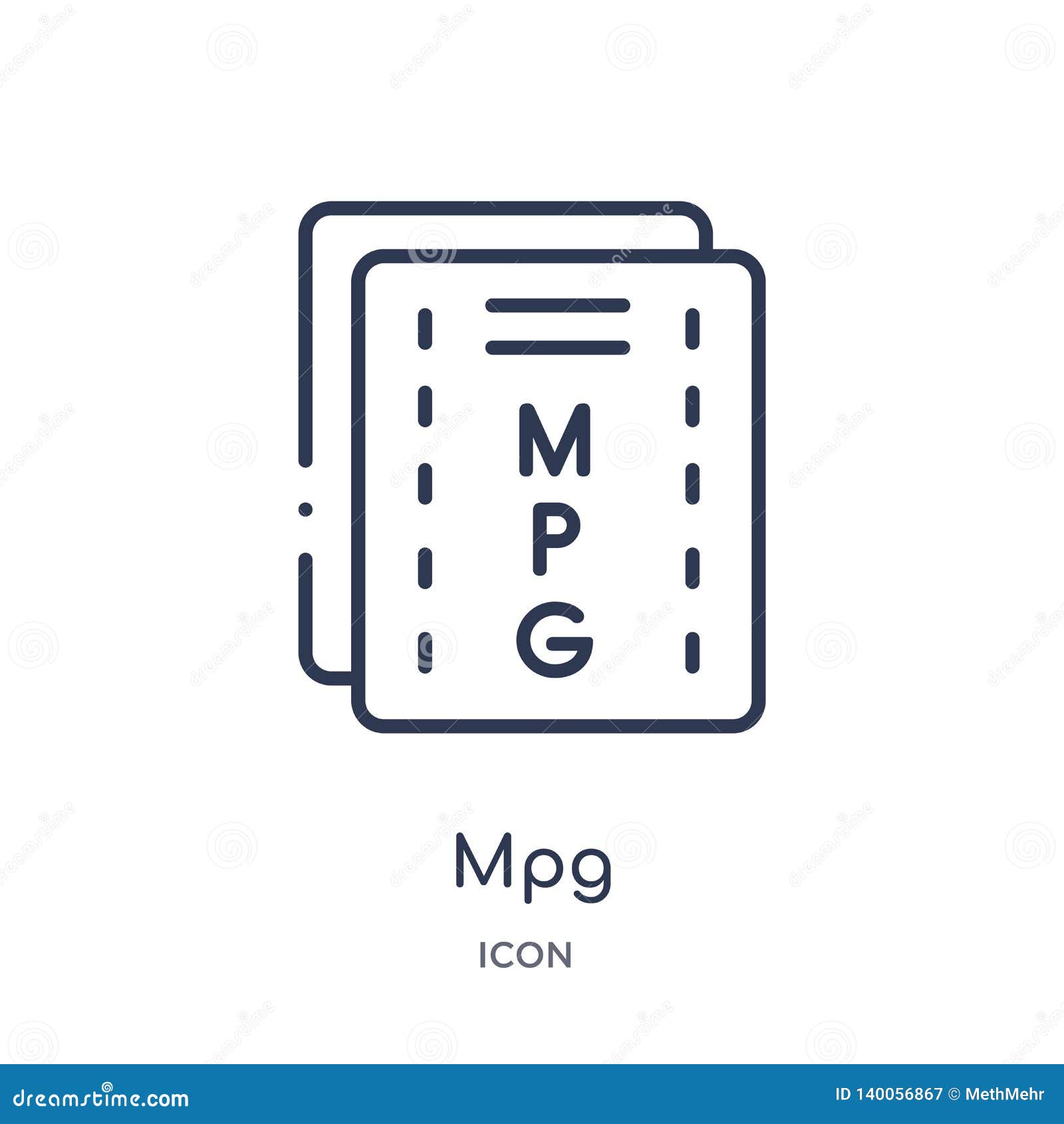 Linear Mpg Icon from File Type Outline Collection. Thin Line Mpg Vector ...