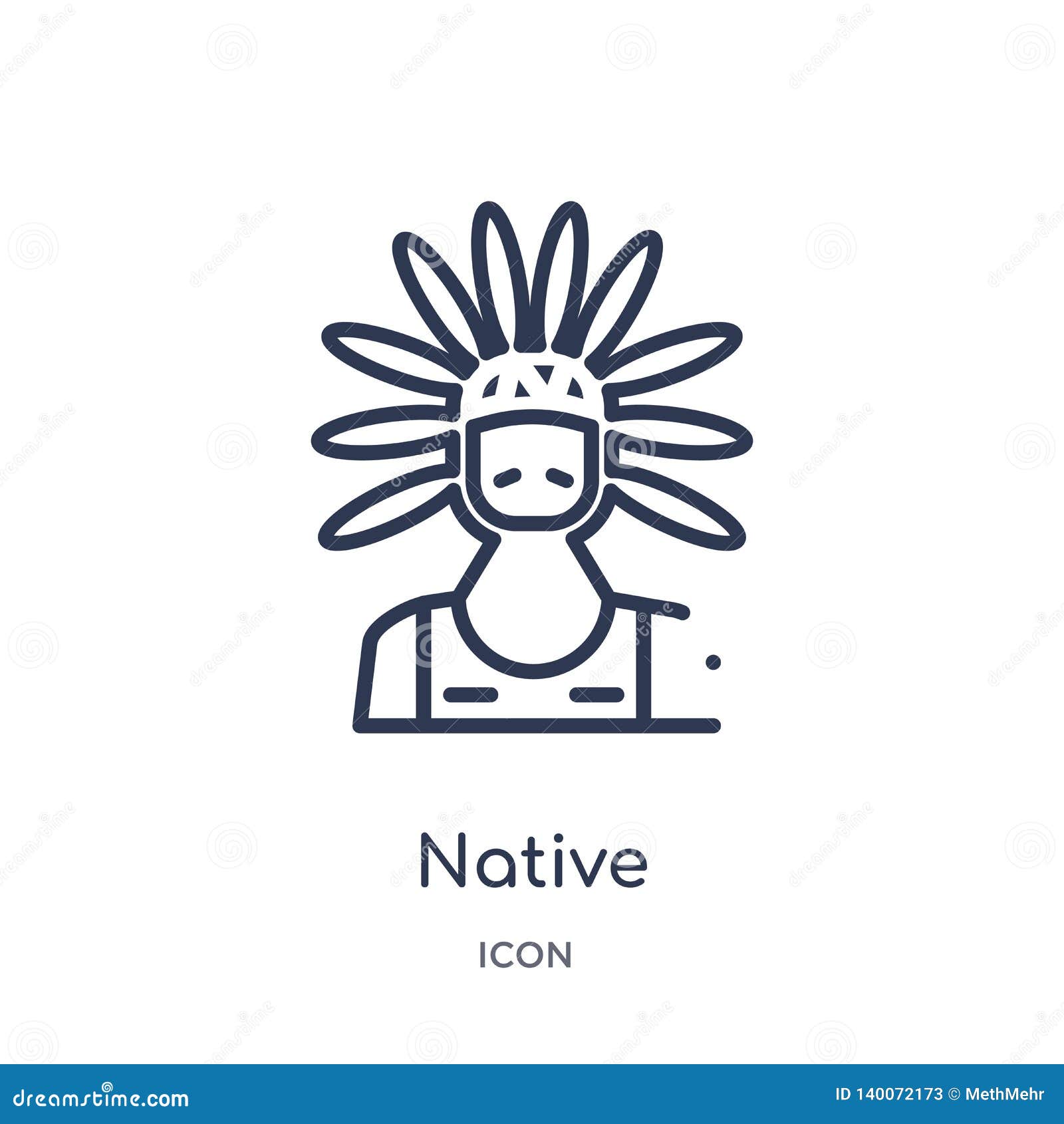 Linear Native American Drum Icon From Culture Outline Collection. Thin ...
