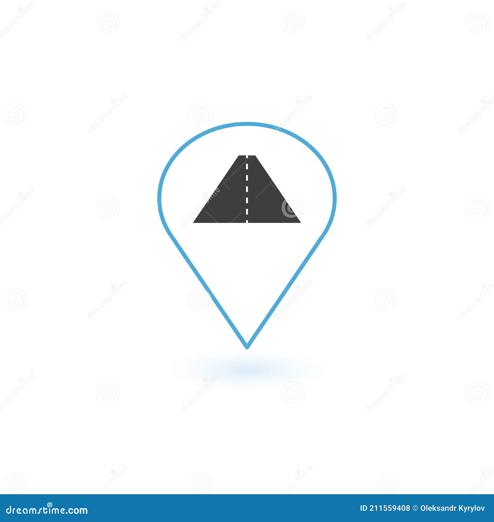 Linear Navigation Marker Map Pin with Road Icon Inside. Stock Vector ...