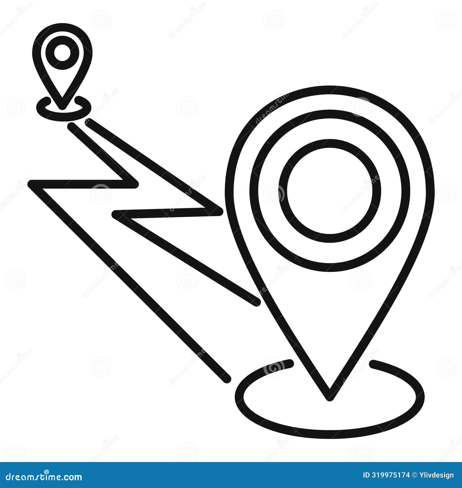 Linear Navigation Pins and Route Concept Stock Illustration ...