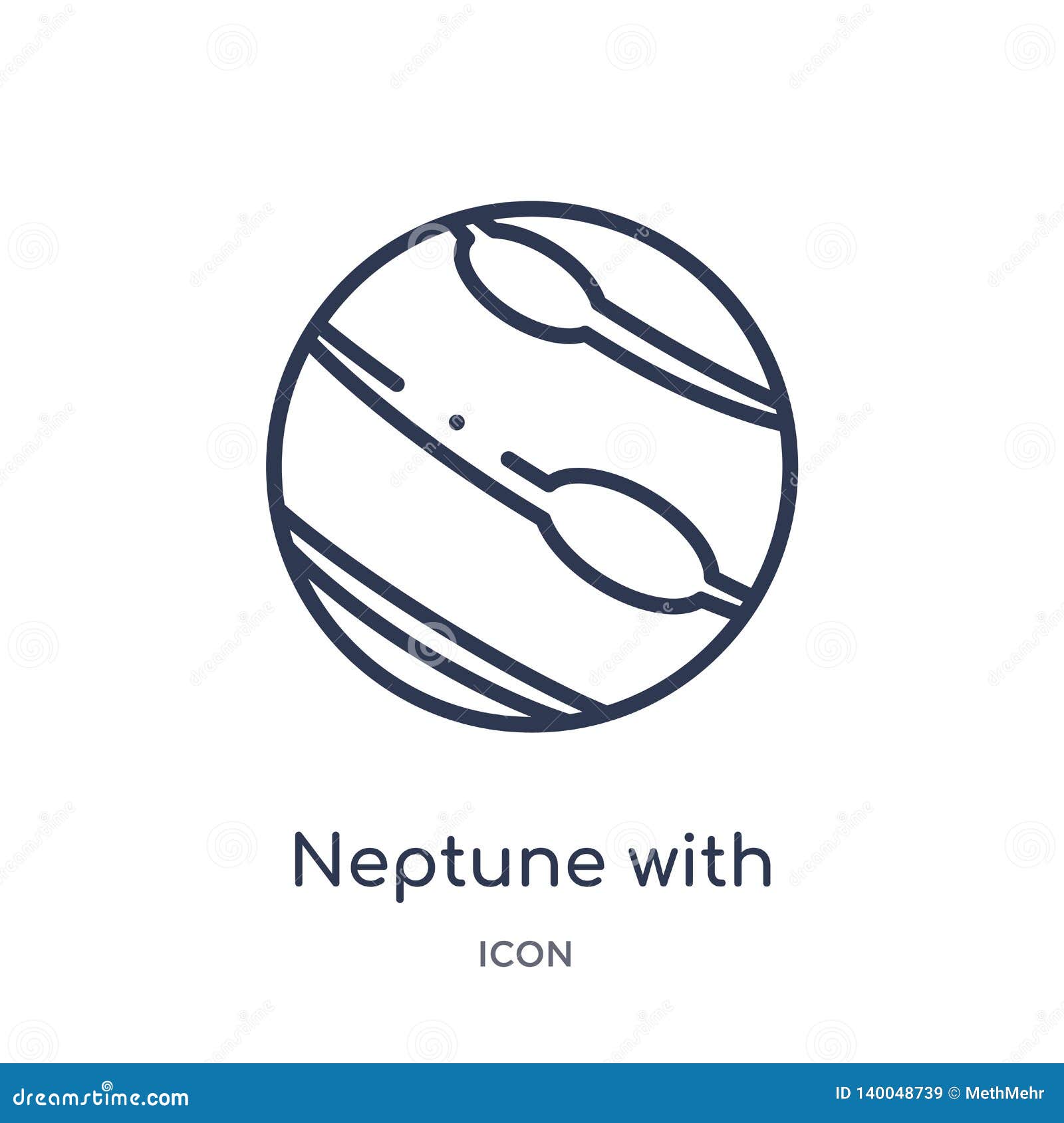 Linear Neptune With Satellite Icon From Astronomy Outline Collection