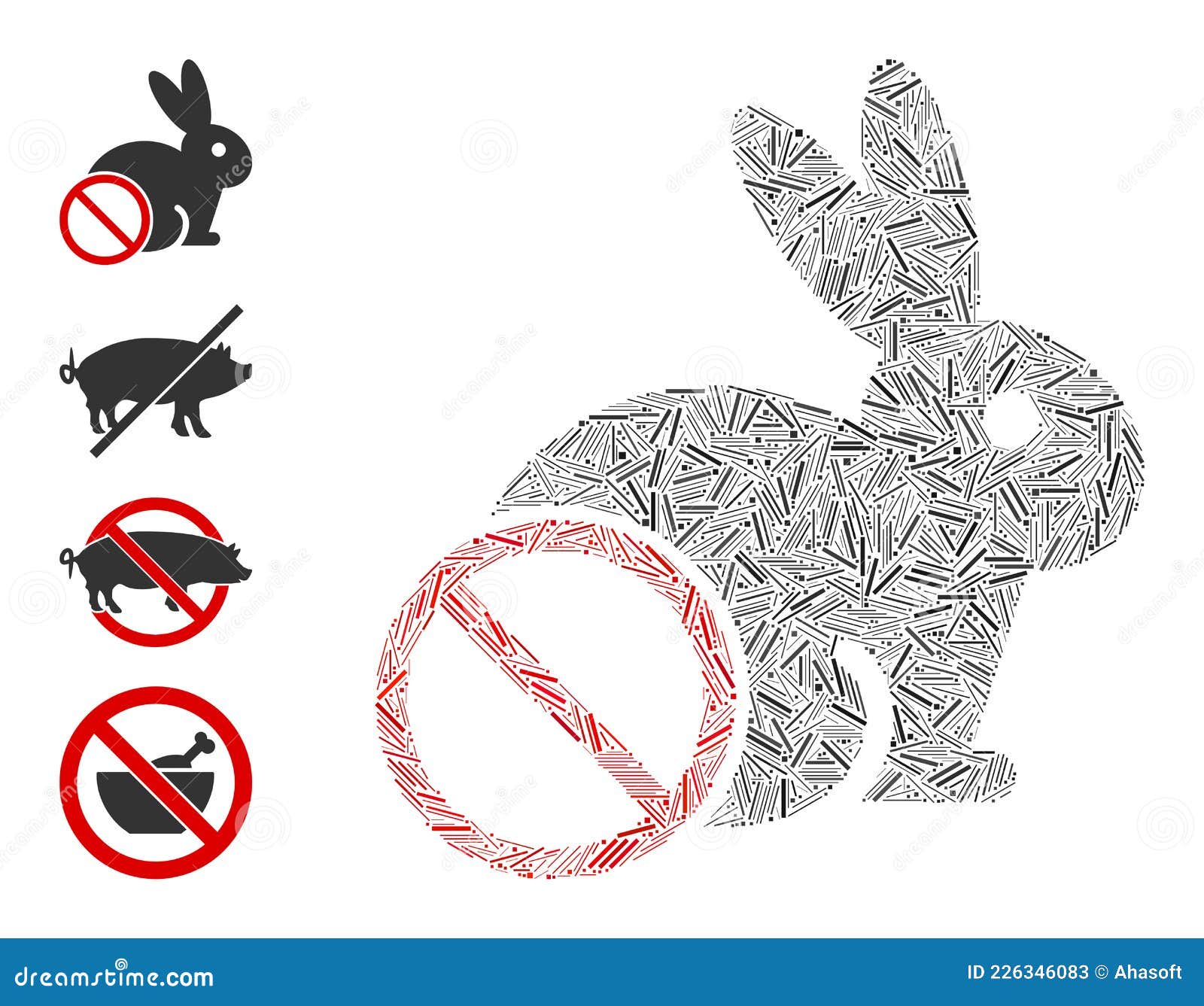 Linear No Rabbit Meat Icon Vector Collage Stock Vector - Illustration ...