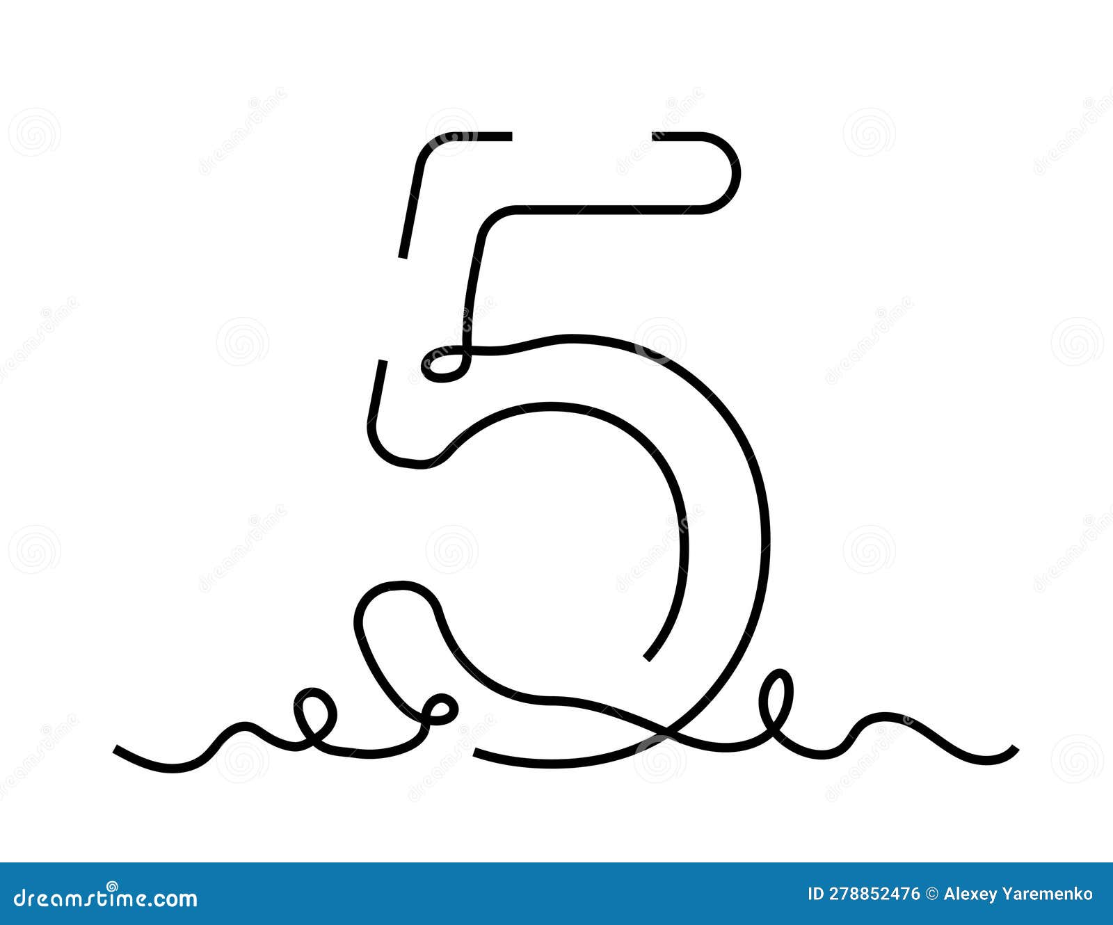 Linear number 5 concept stock vector. Illustration of numeral - 278852476