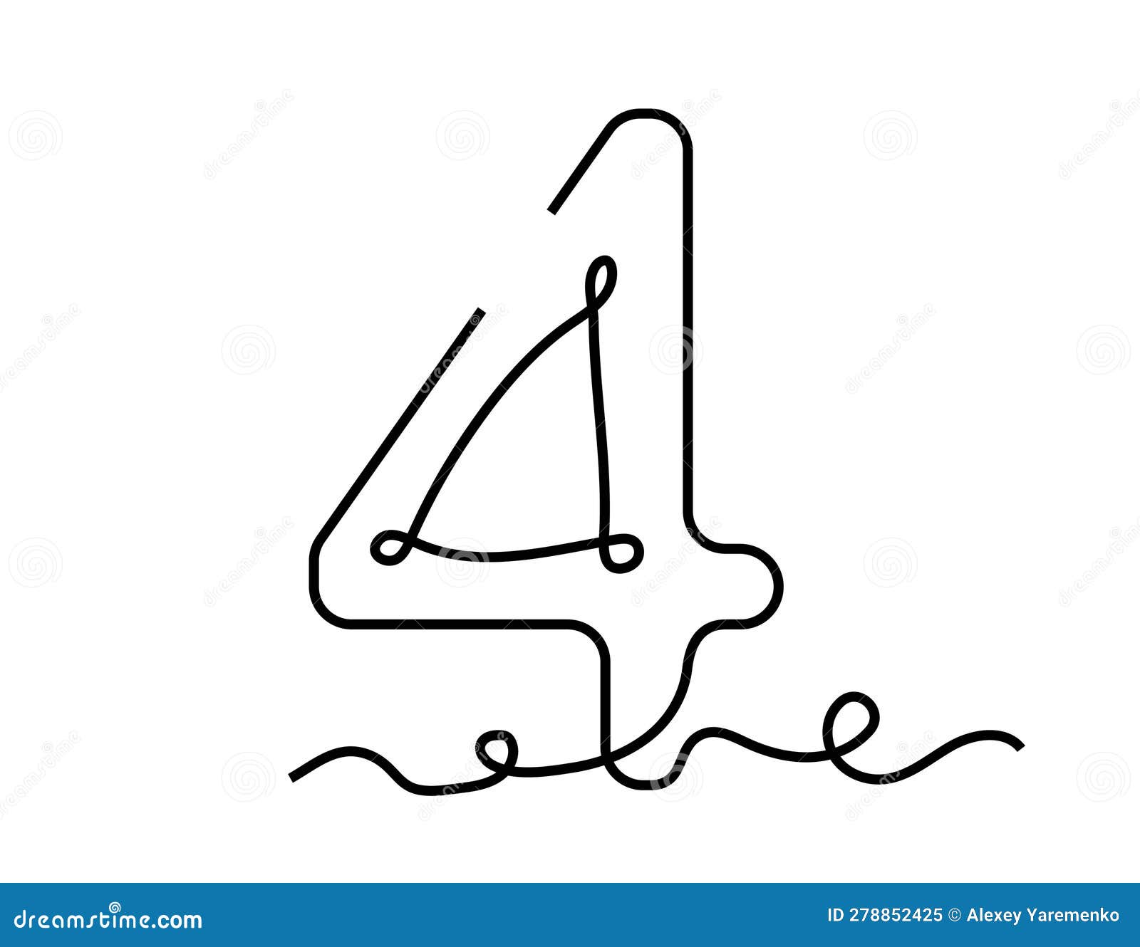 Linear number 4 concept stock vector. Illustration of single - 278852425