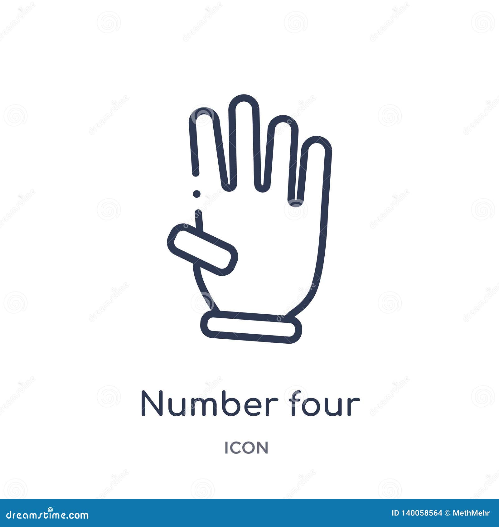 Linear Number Four with Four Finger Icon from Hands and Guestures ...