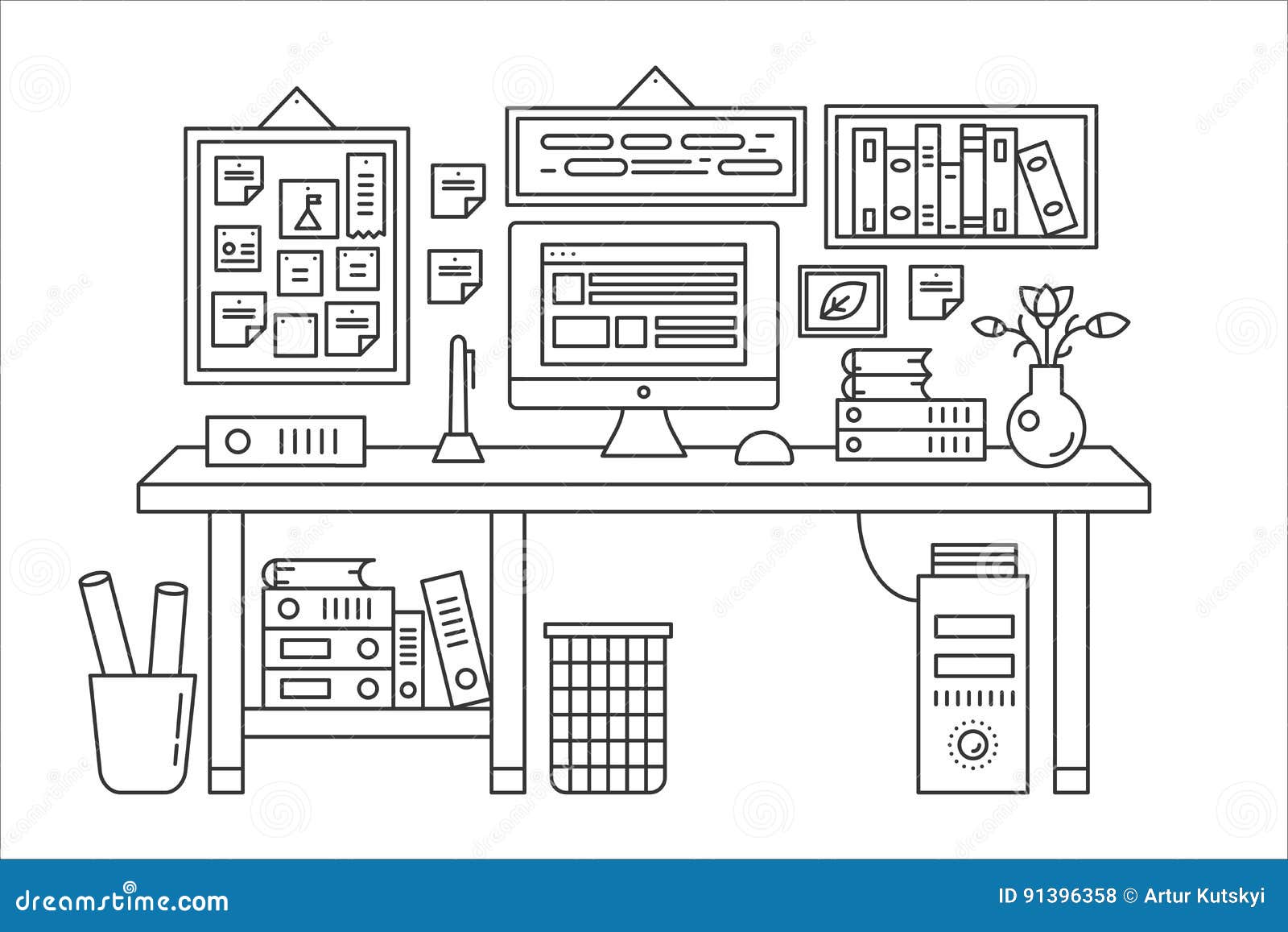Linear Office Block Icon From Buildings Outline Collection. Thin Line ...