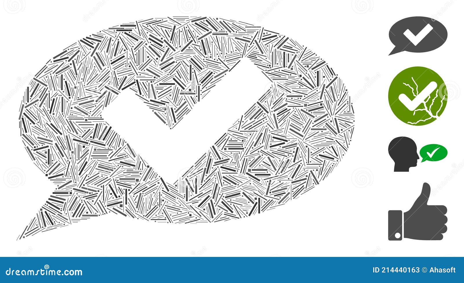 Linear OK Message Icon Vector Mosaic Stock Vector - Illustration of ...