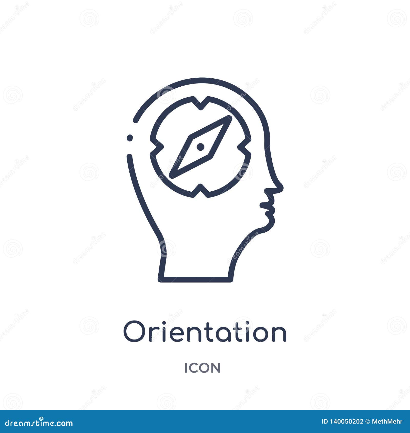 Linear Orientation Icon from Brain Process Outline Collection. Thin ...