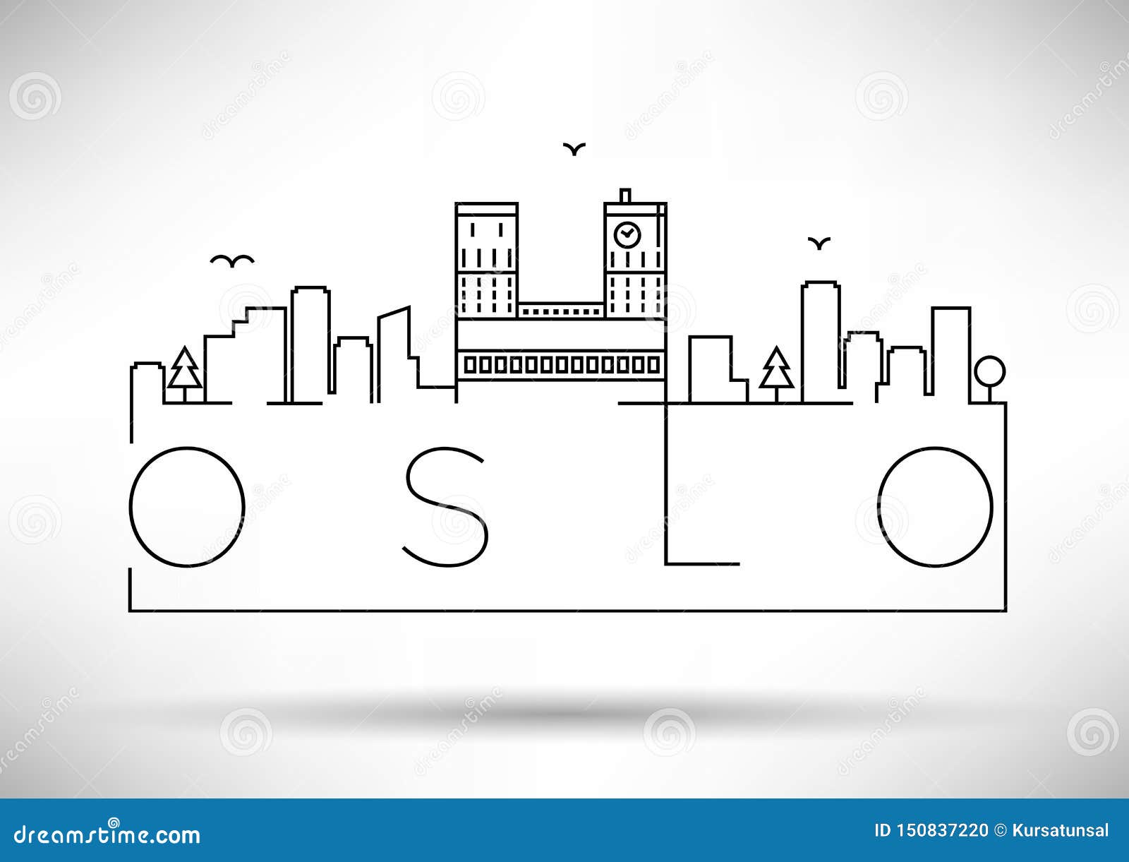 Oslo City Skyline Horizontal Banner. Cartoon Vector | CartoonDealer.com ...