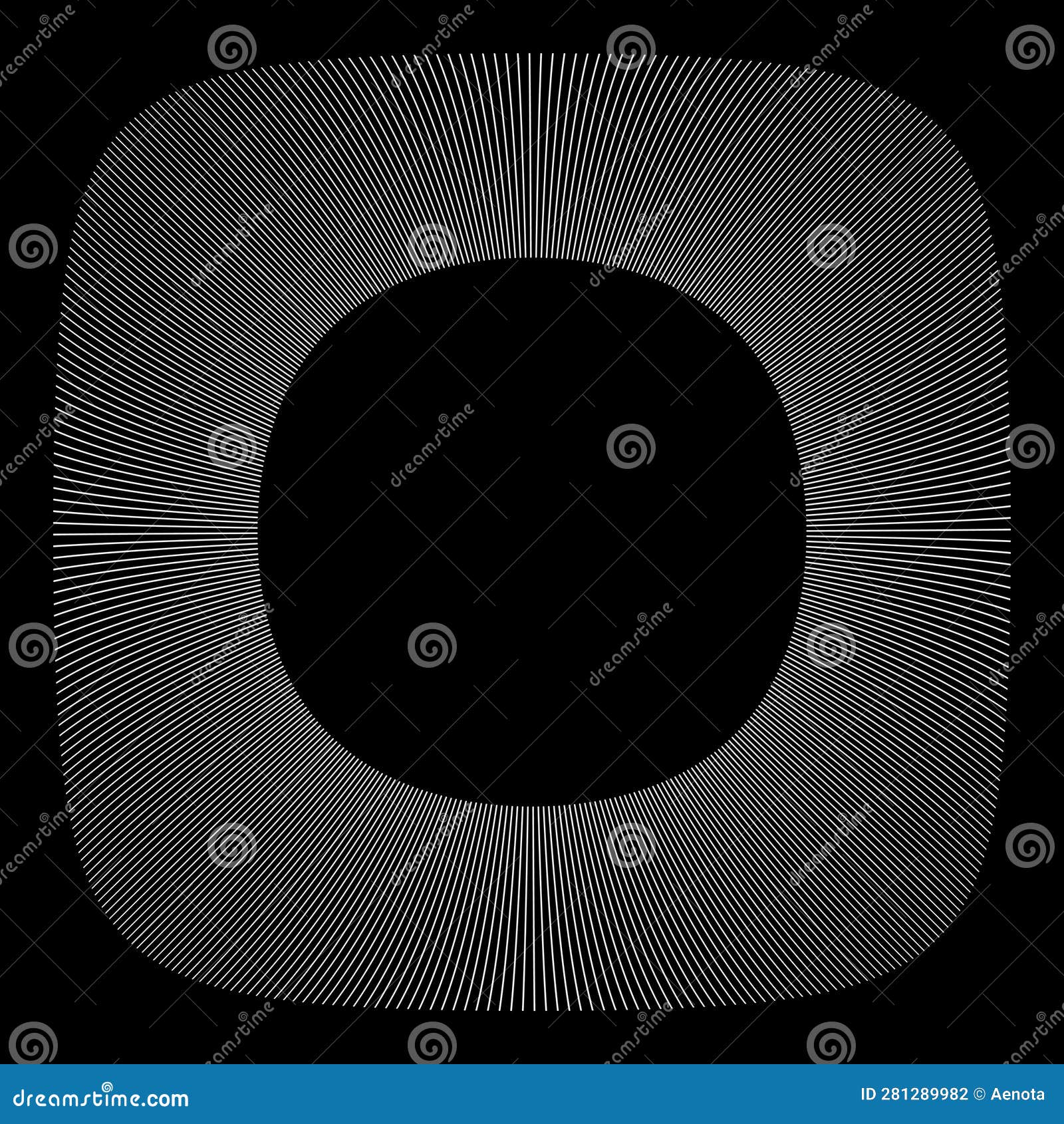 Linear Oval Ring for Design Project on Black - Vector Illustration ...