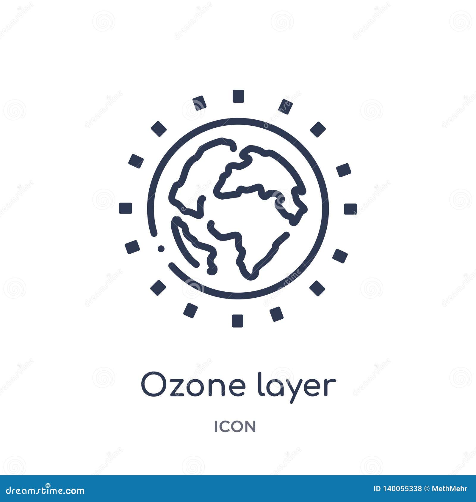 Ozone Thin Icon - Greenhouse Gas With O3 Formula Cartoon Vector ...