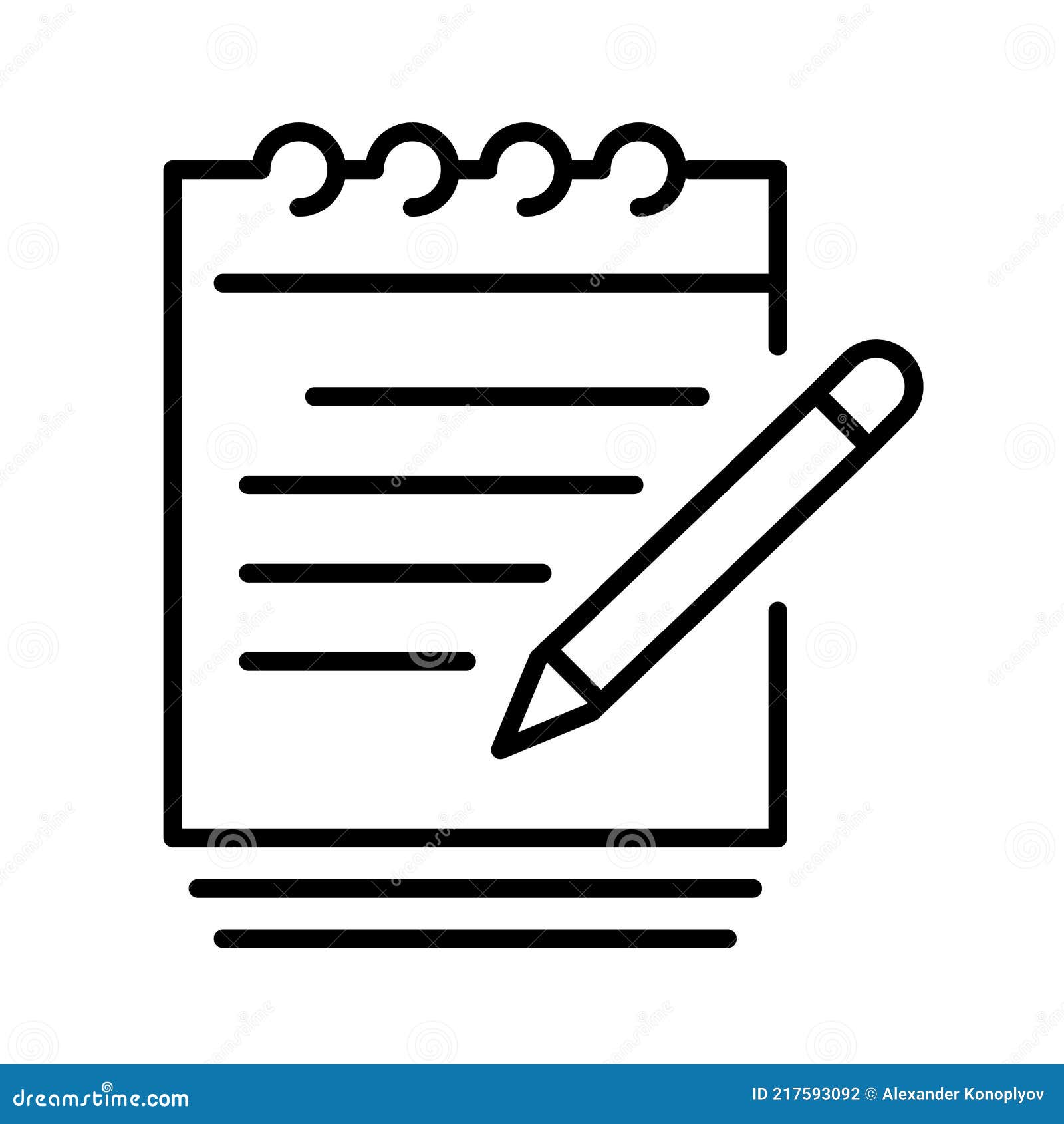 Linear Paper Document Write Notes Icon Vector Illustration. Monochrome ...