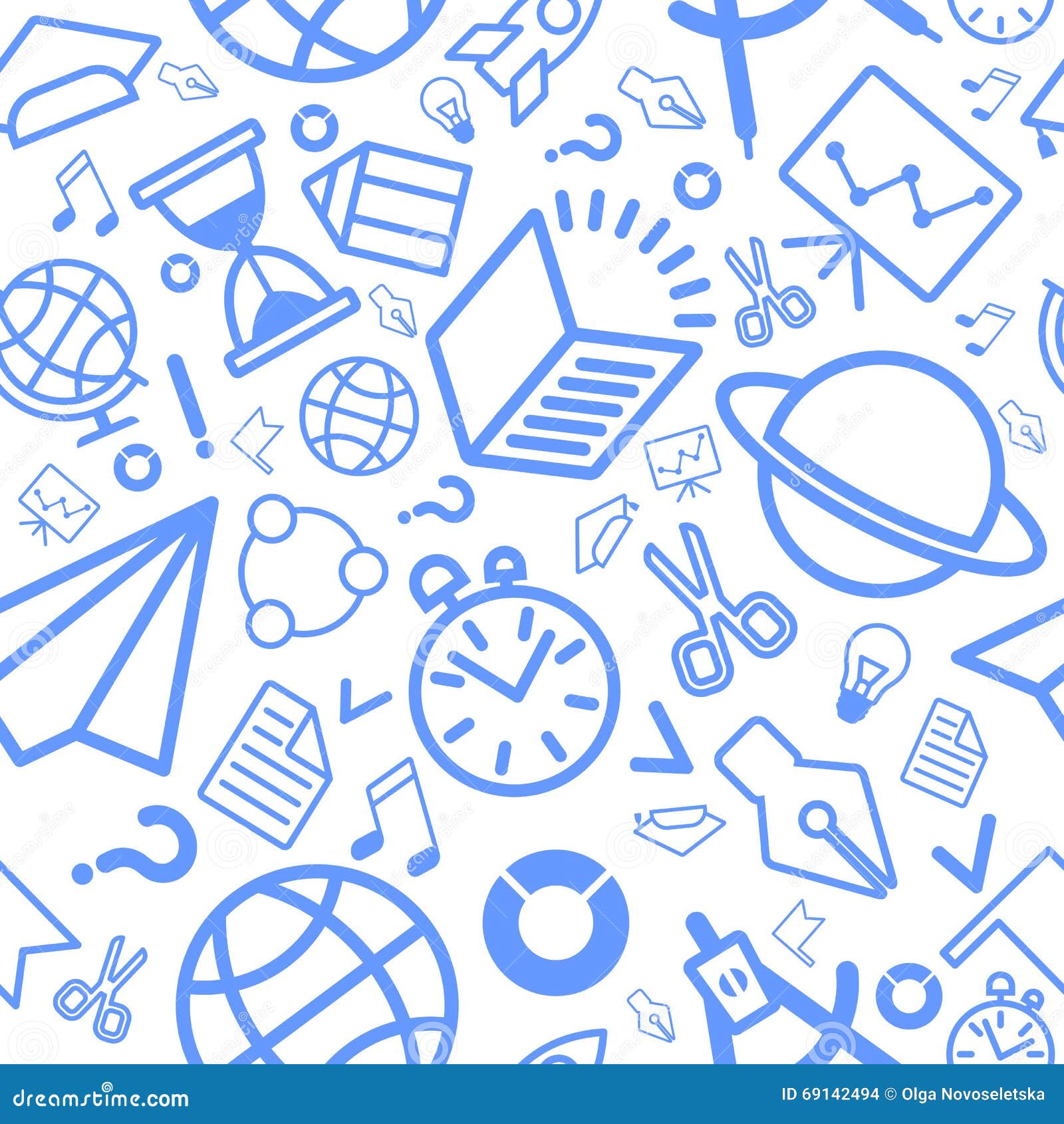 Linear Pattern Education Icons Blue Stock Vector - Illustration of ...