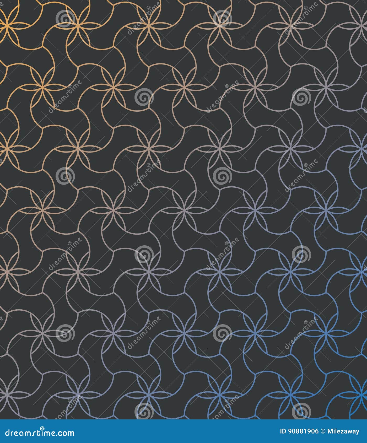 Linear Pattern, Repeating Linear Circle and Abstract Flower with ...