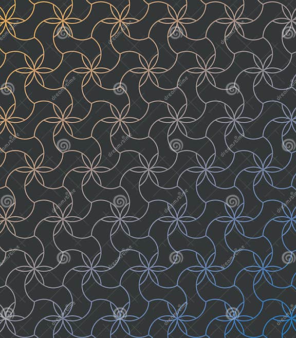Linear Pattern, Repeating Linear Circle and Abstract Flower with ...