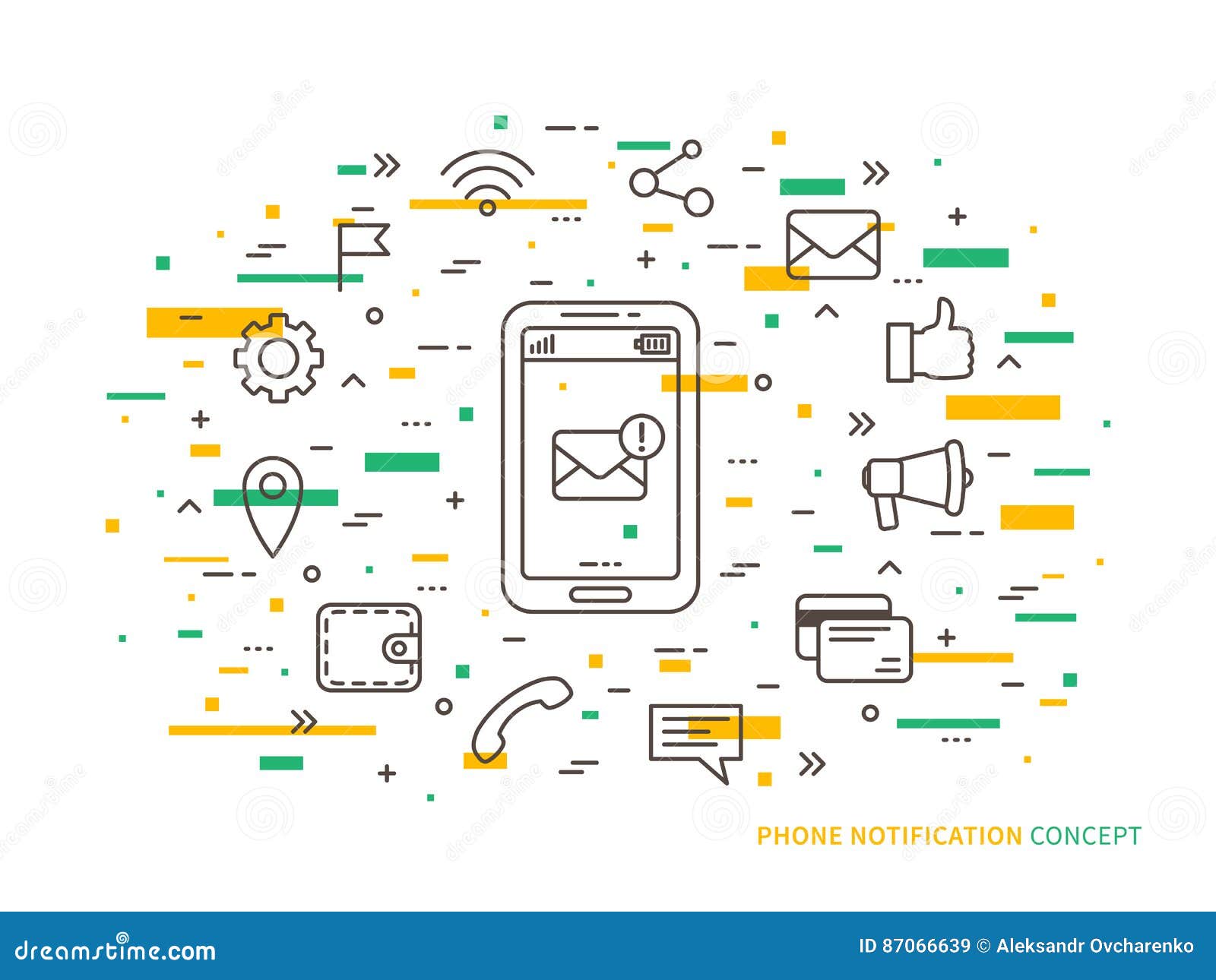 Linear Phone Notification Vector Illustration Stock Vector ...