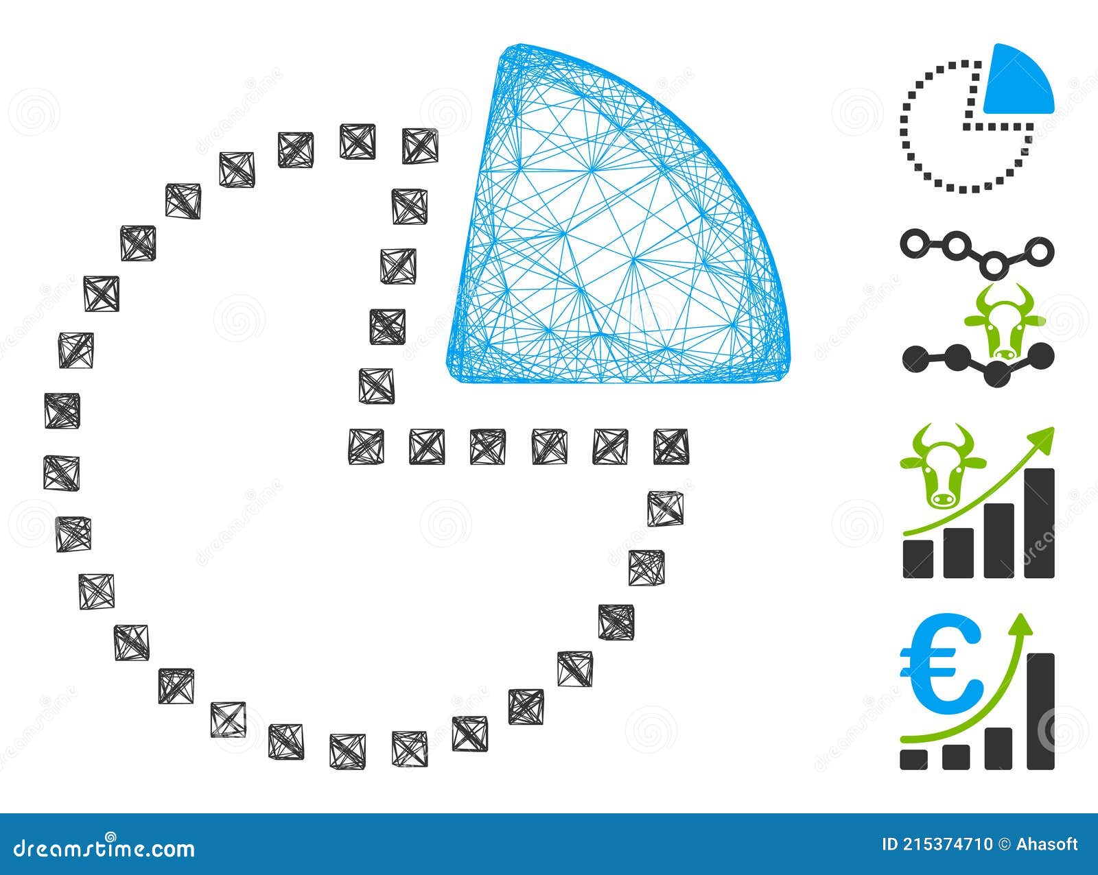 Linear Pie Chart Vector Mesh Stock Vector - Illustration of connection ...