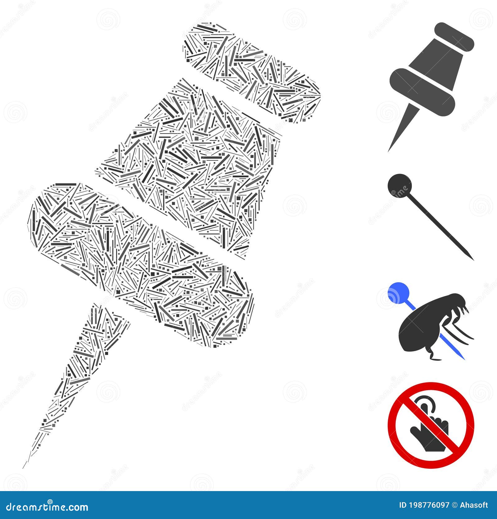 Linear Pin Icon Vector Mosaic Stock Vector - Illustration of line ...