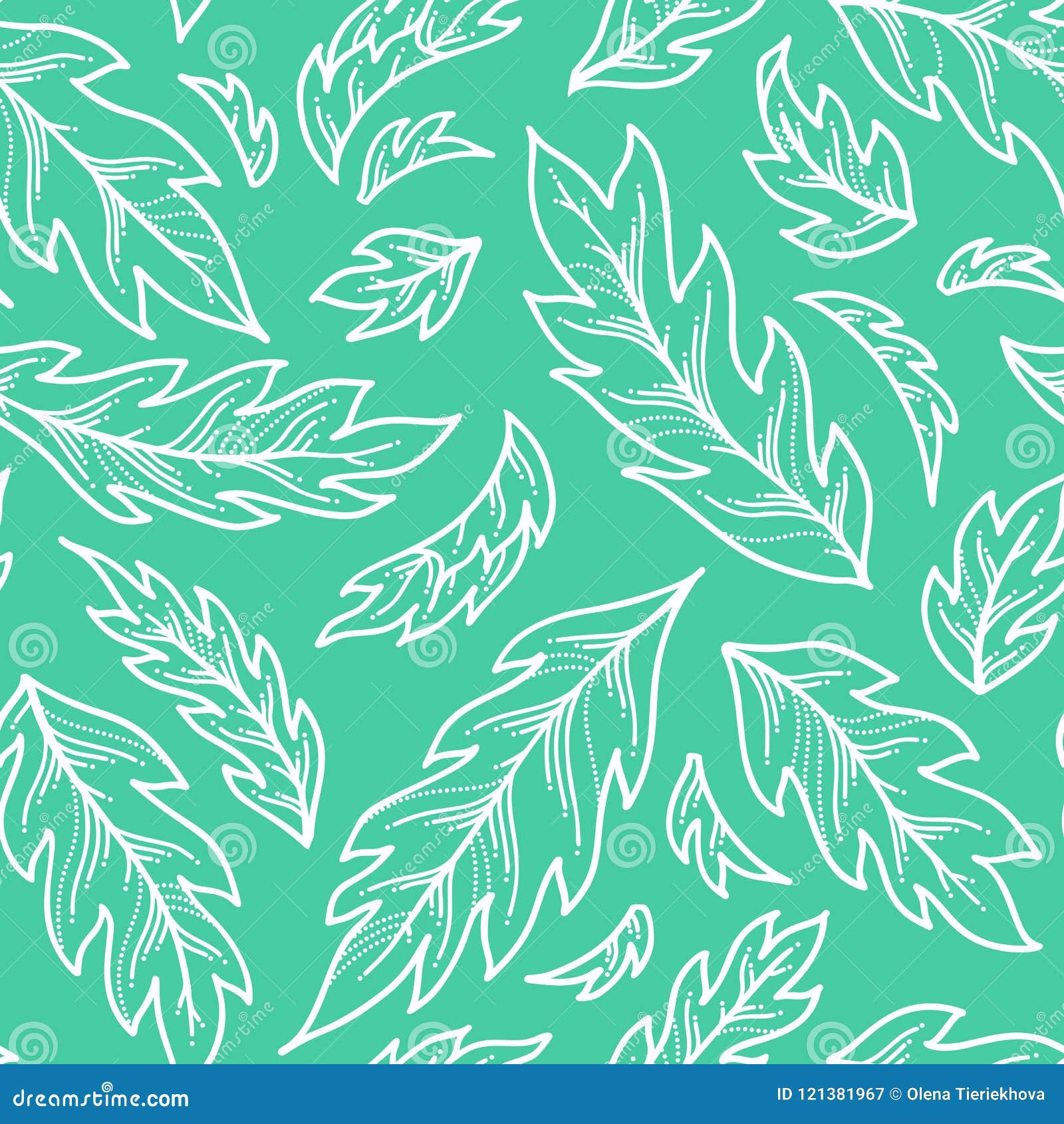 Vector Seamless Pattern of Leaves. Stock Vector - Illustration of ...