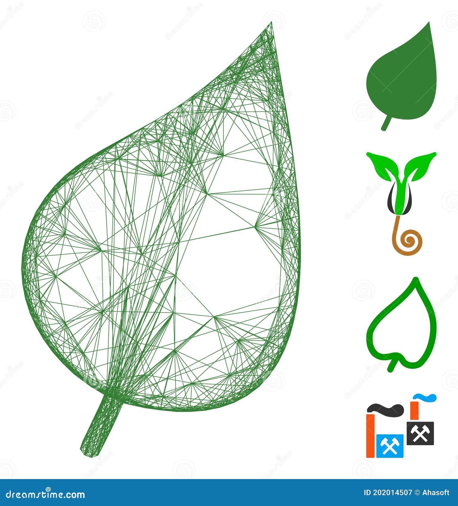 Linear Plant Leaf Vector Mesh Stock Illustration - Illustration of ...