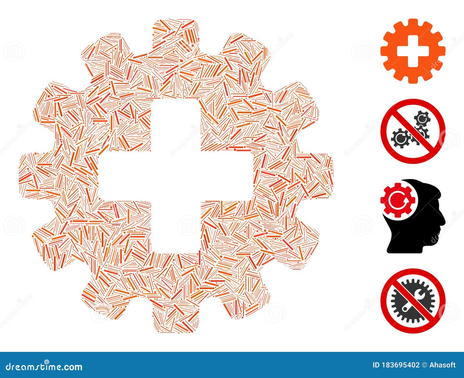Linear Plus Gear Icon Vector Mosaic Stock Illustration - Illustration ...