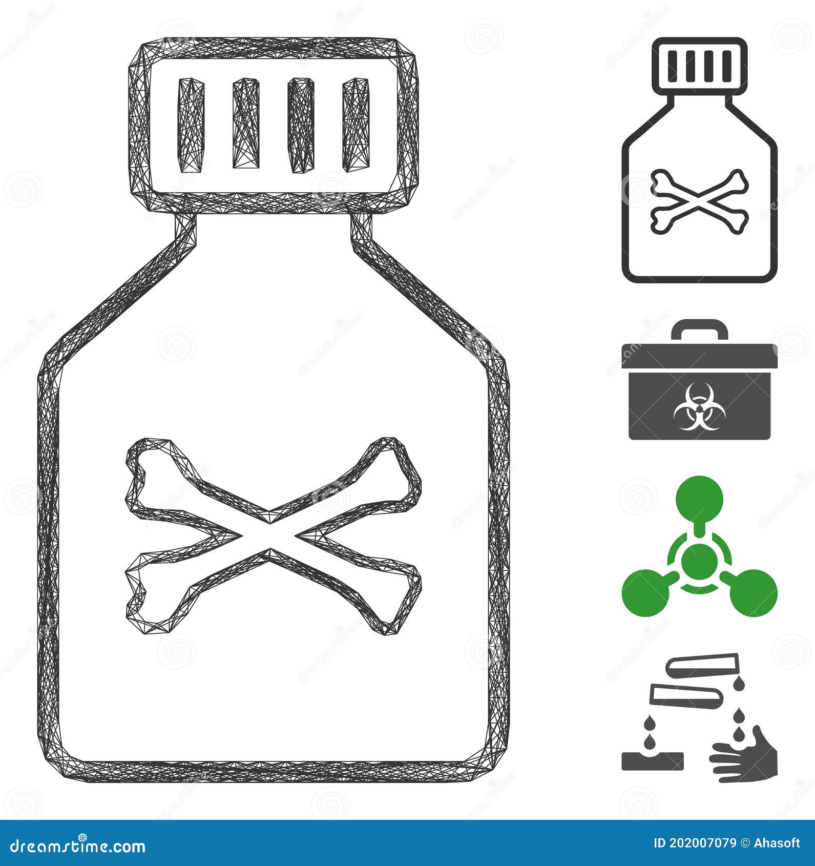 Linear Poison Vial Vector Mesh Stock Illustration - Illustration of ...