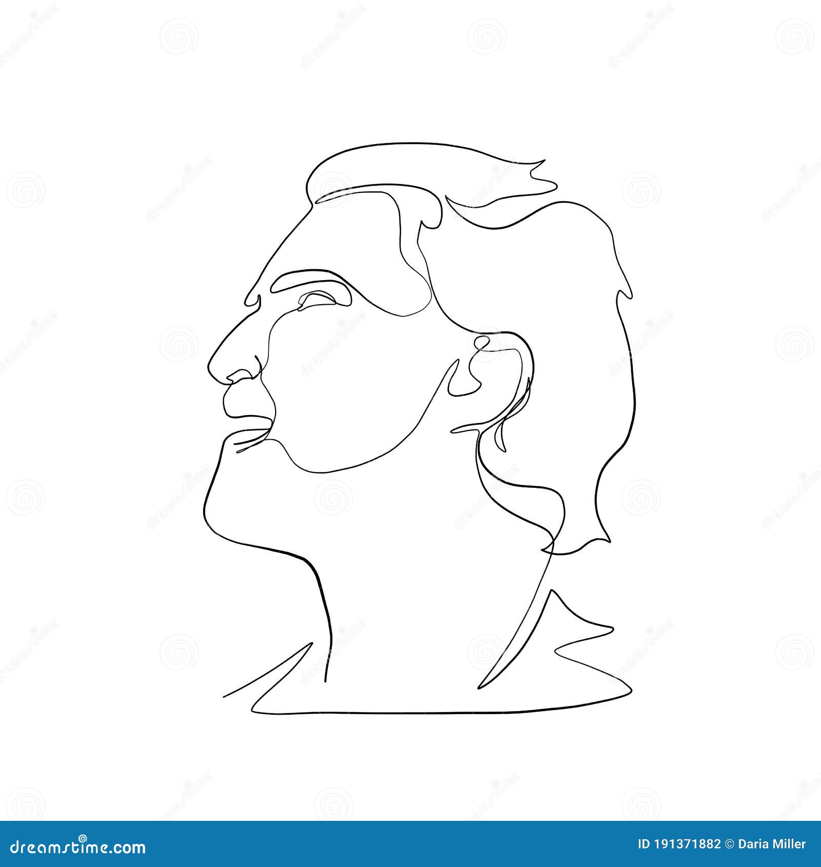 Linear Portrait Male Face in Glasses. Stock Vector - Illustration of ...