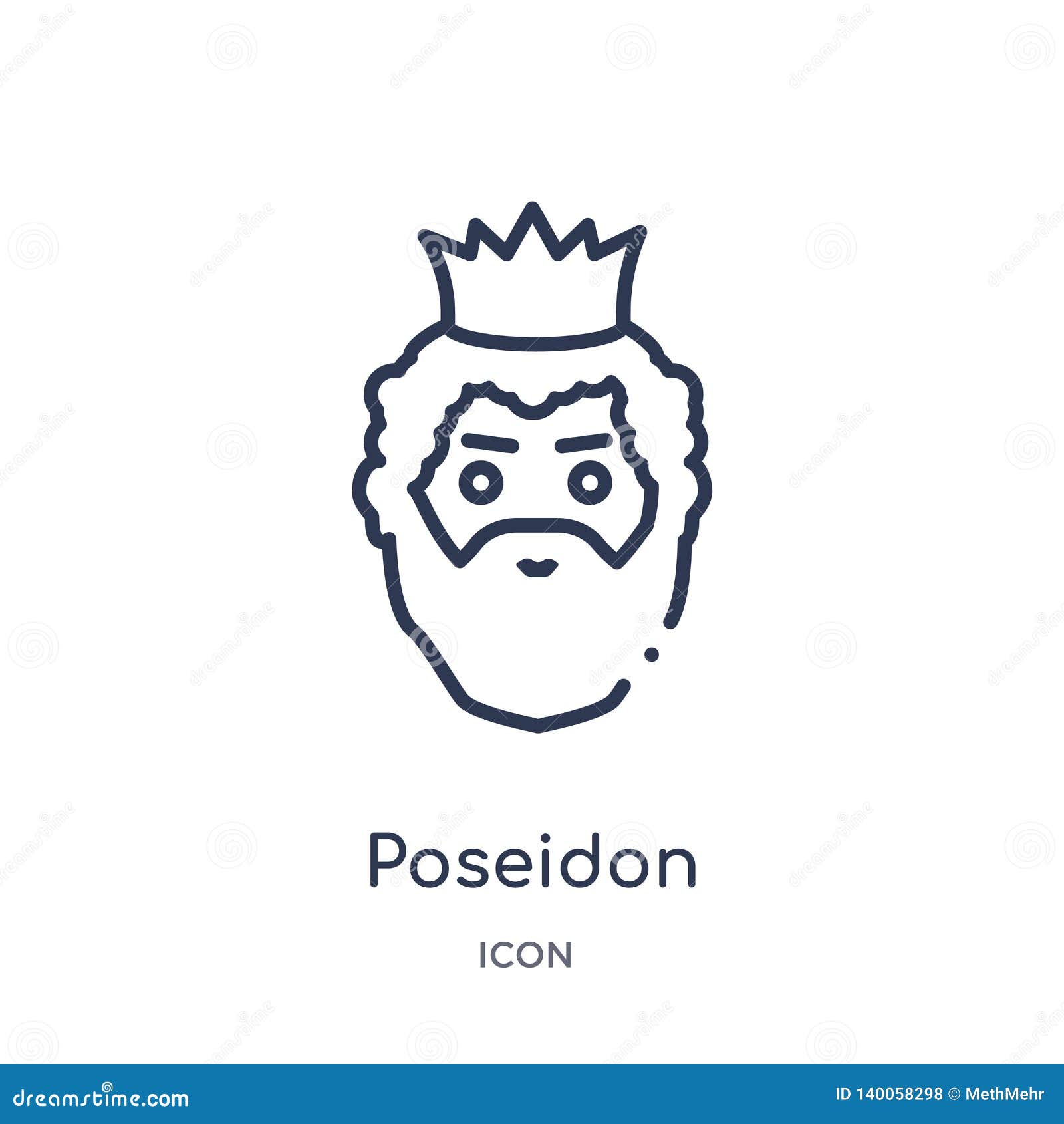 Linear Poseidon Icon from Greece Outline Collection. Thin Line Poseidon ...