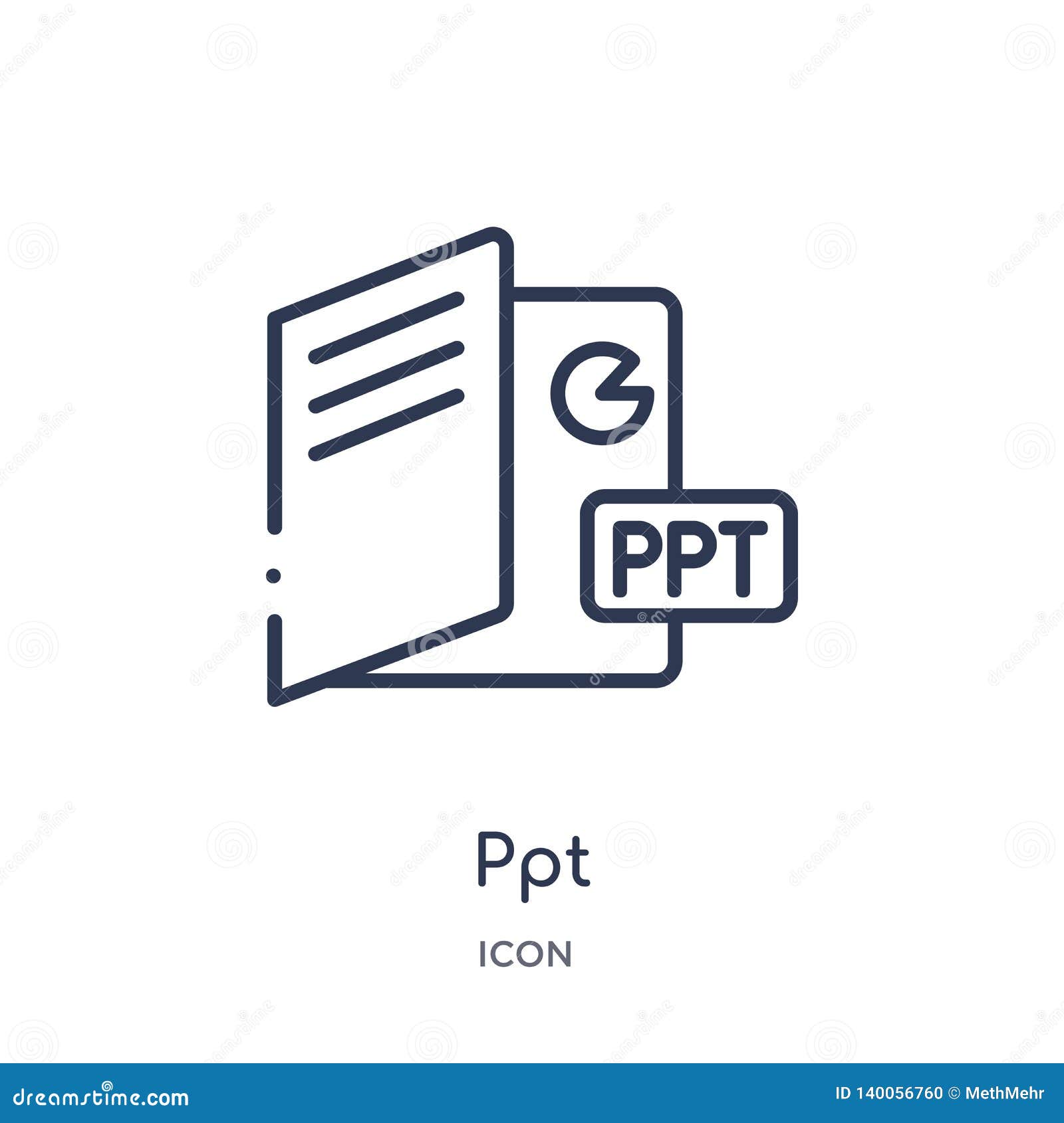 Linear Ppt Icon from File Type Outline Collection. Thin Line Ppt Vector ...