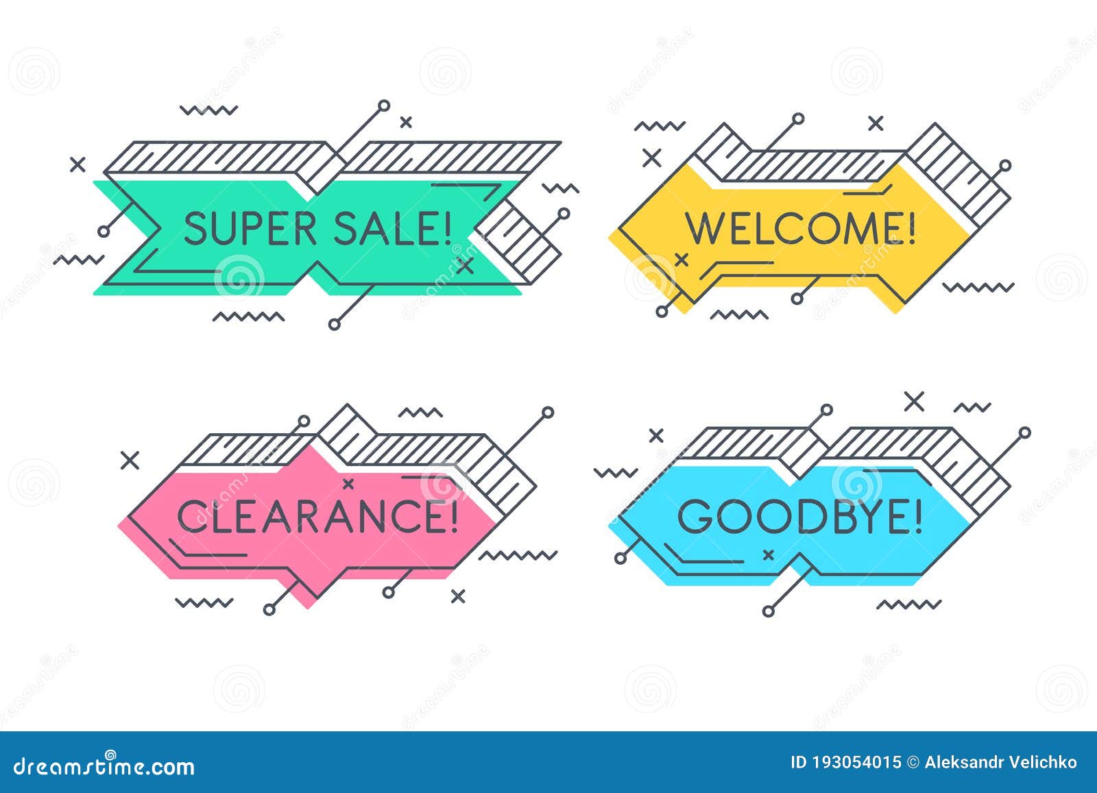 Linear Promotion Banner Shape, Colorful Sticker. Stock Vector ...