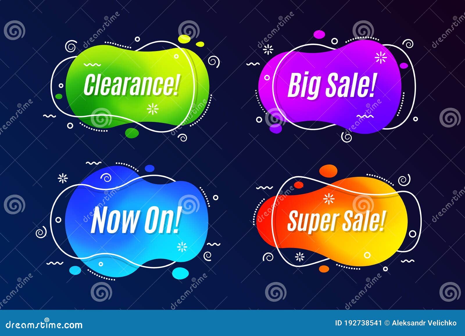 Linear Promotion Banner Shape Templates, Sticker, Badge. Stock Vector ...