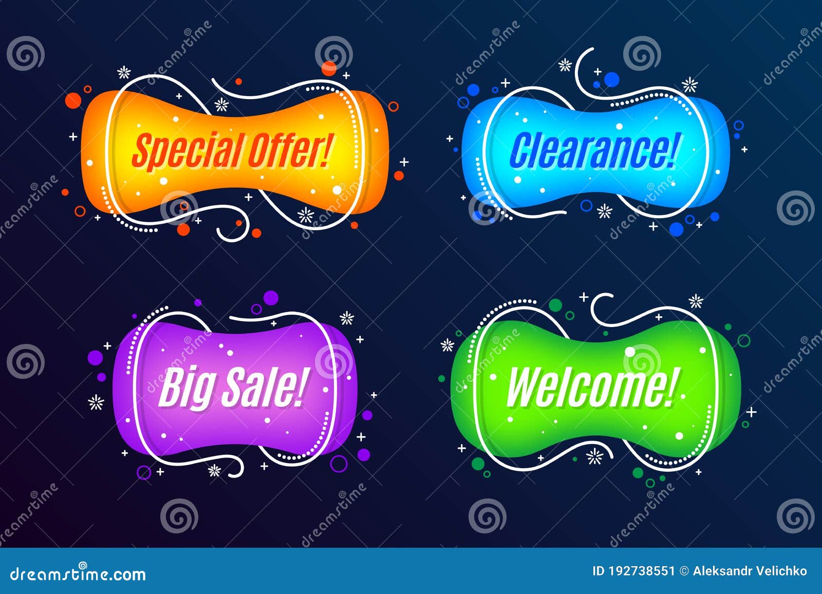 Linear Promotion Banner Shape Templates, Sticker, Badge. Stock Vector ...