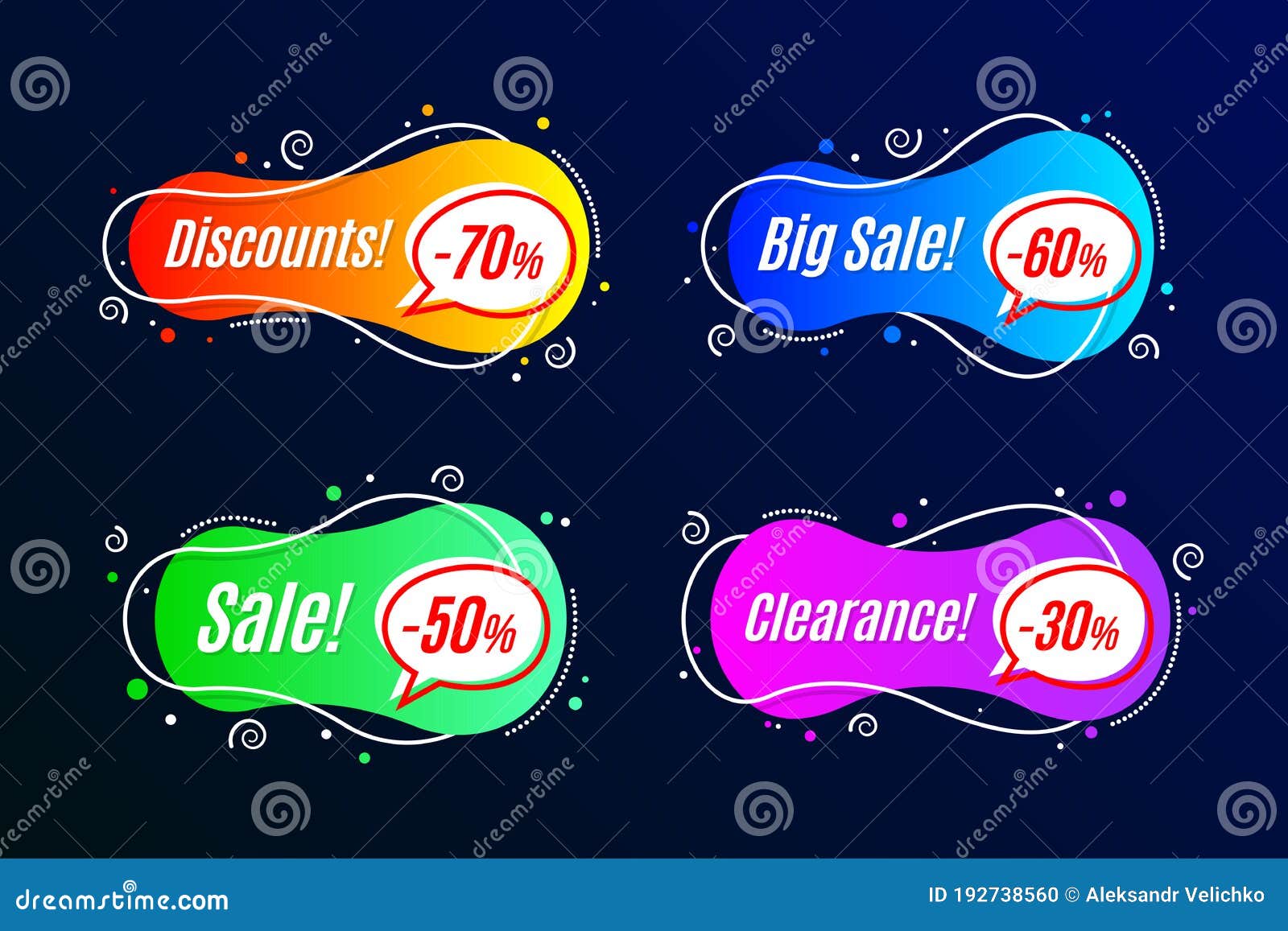 Linear Promotion Banner Shape Templates, Sticker, Badge. Stock Vector ...
