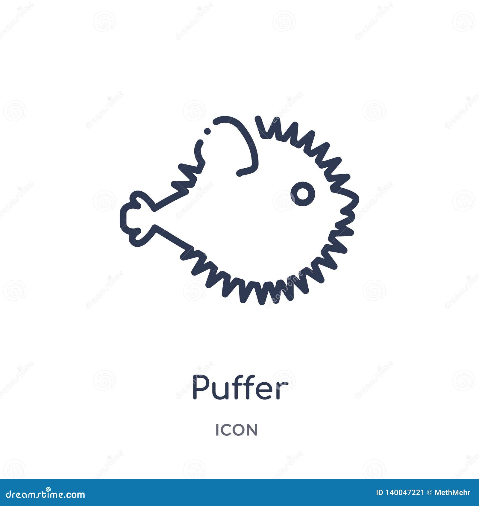 Linear Puffer Icon from Animals and Wildlife Outline Collection. Thin ...