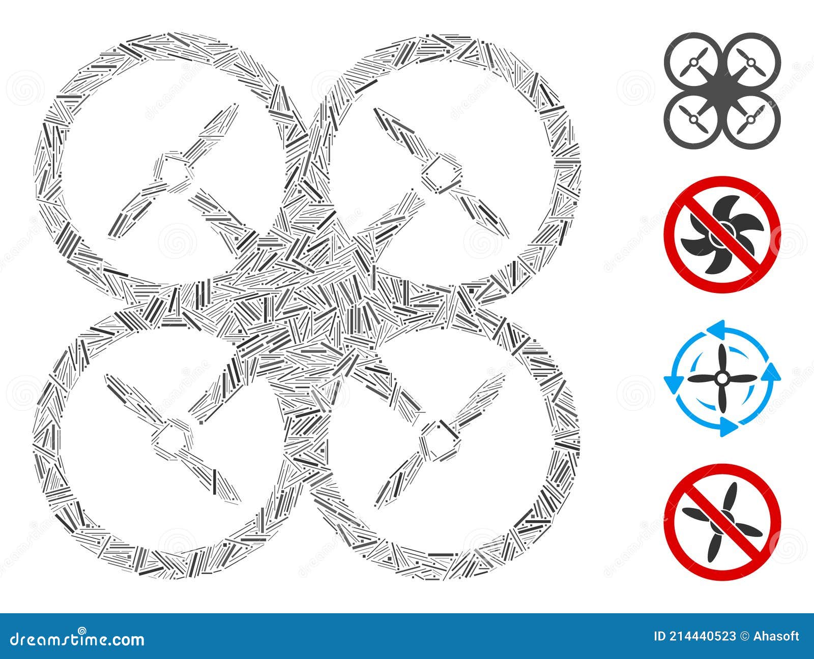 Linear Quadcopter Icon Vector Collage Stock Vector - Illustration of ...