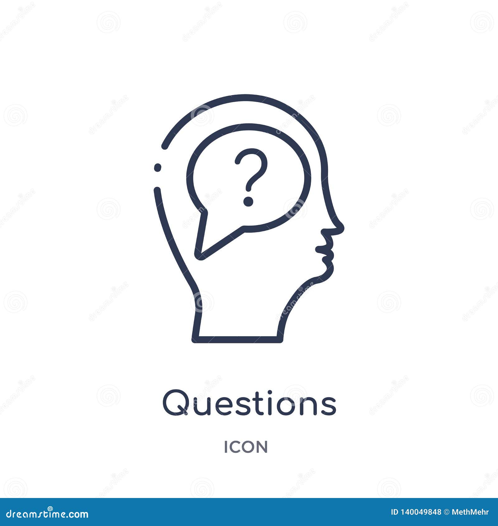 Linear Questions Icon from Brain Process Outline Collection. Thin Line ...