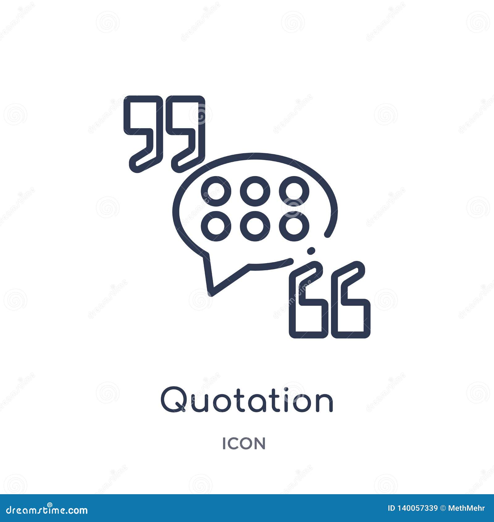 Quotation Outline Vector Icon. Thin Line Black Quotation Icon, Flat ...