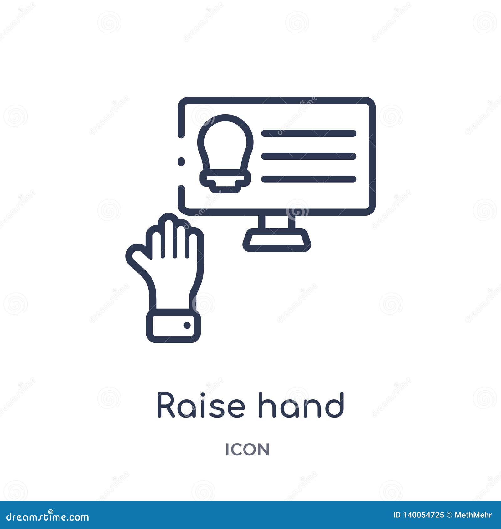 Linear Raise Hand Icon from Elearning and Education Outline Collection ...