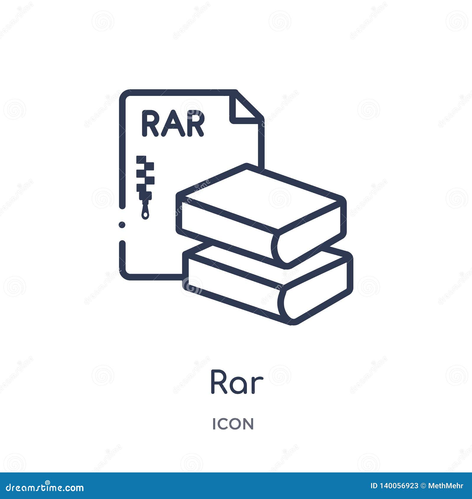 Linear Rar Icon from File Type Outline Collection. Thin Line Rar Vector ...