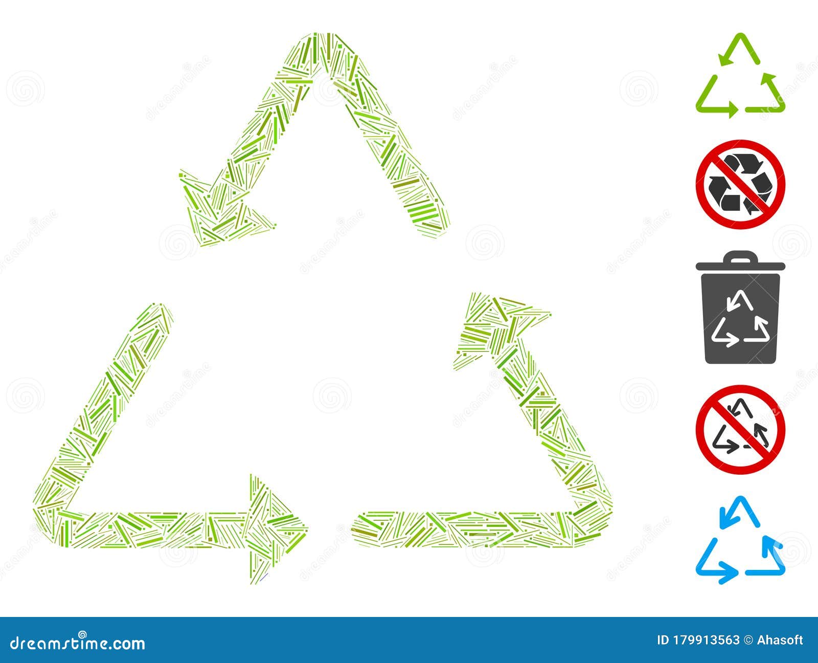 Linear Recycling Triangle Icon Vector Mosaic Stock Illustration ...