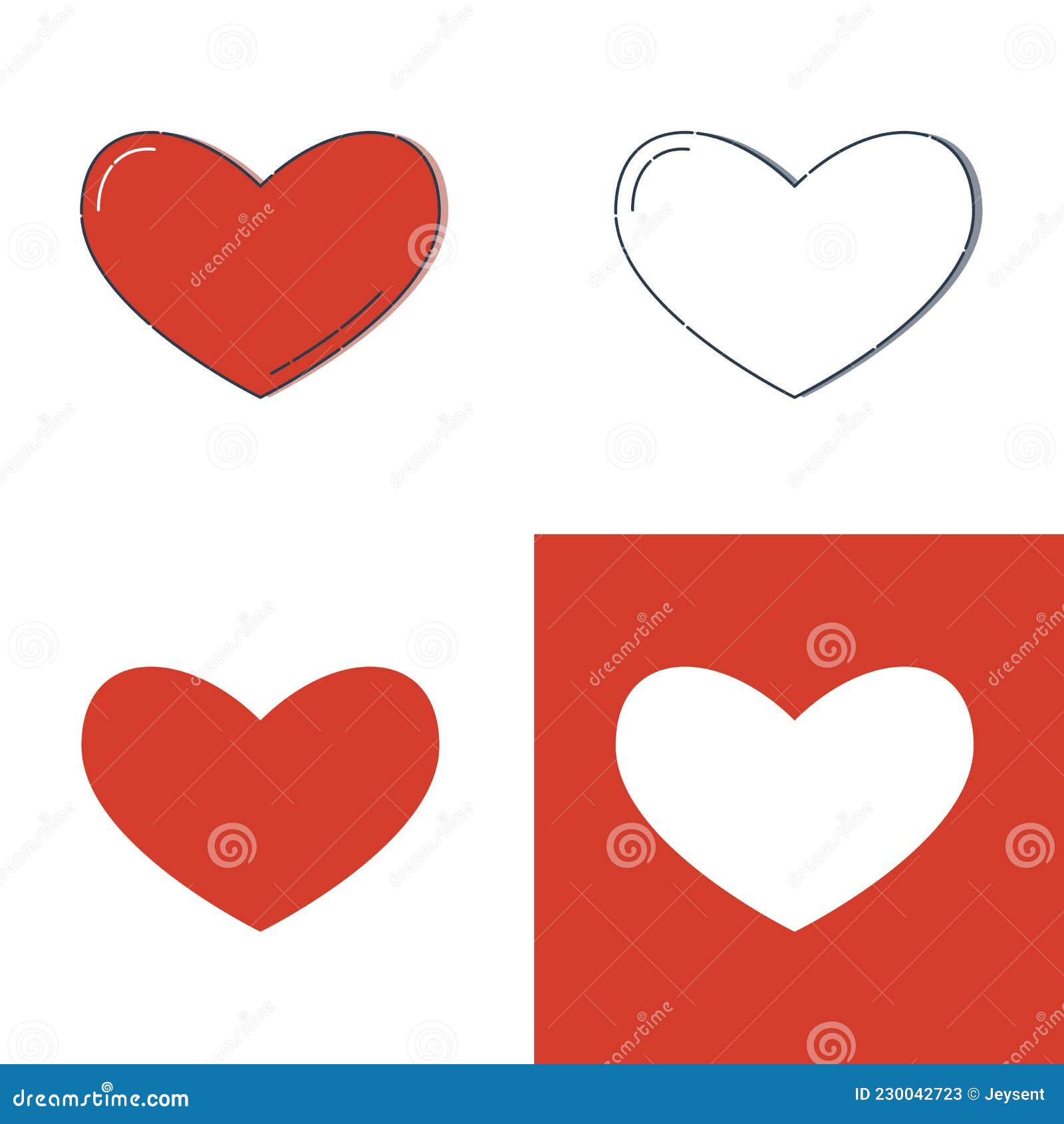 Linear Red Shape Heart on a White Background. Modern Illustration with ...