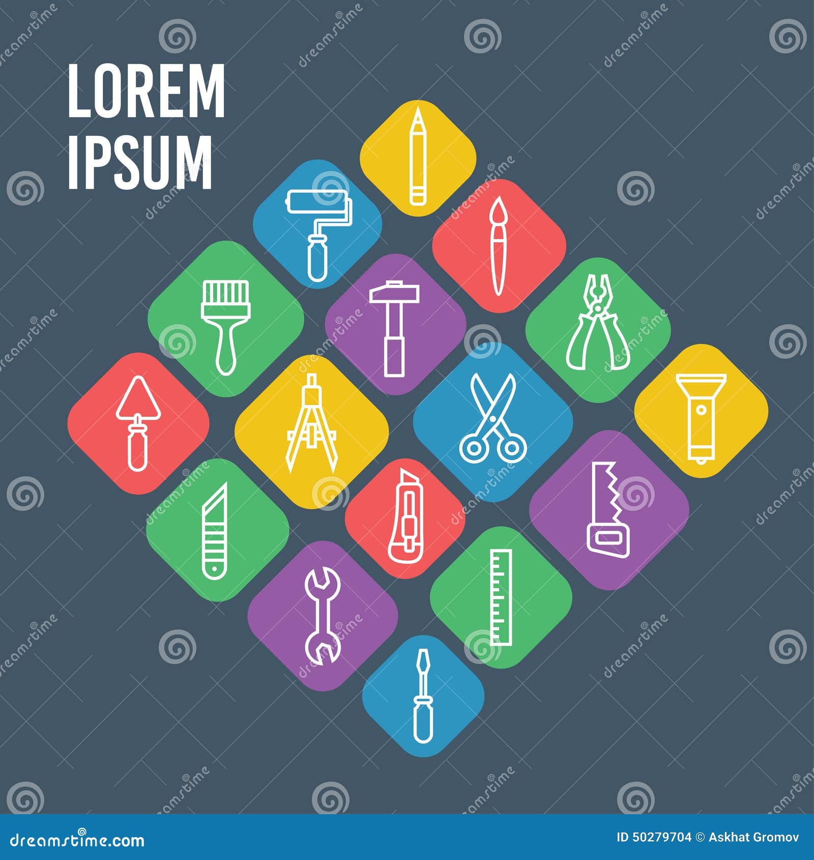 Linear Renovation Tools Icons Flat Vector Illustration Stock Vector ...